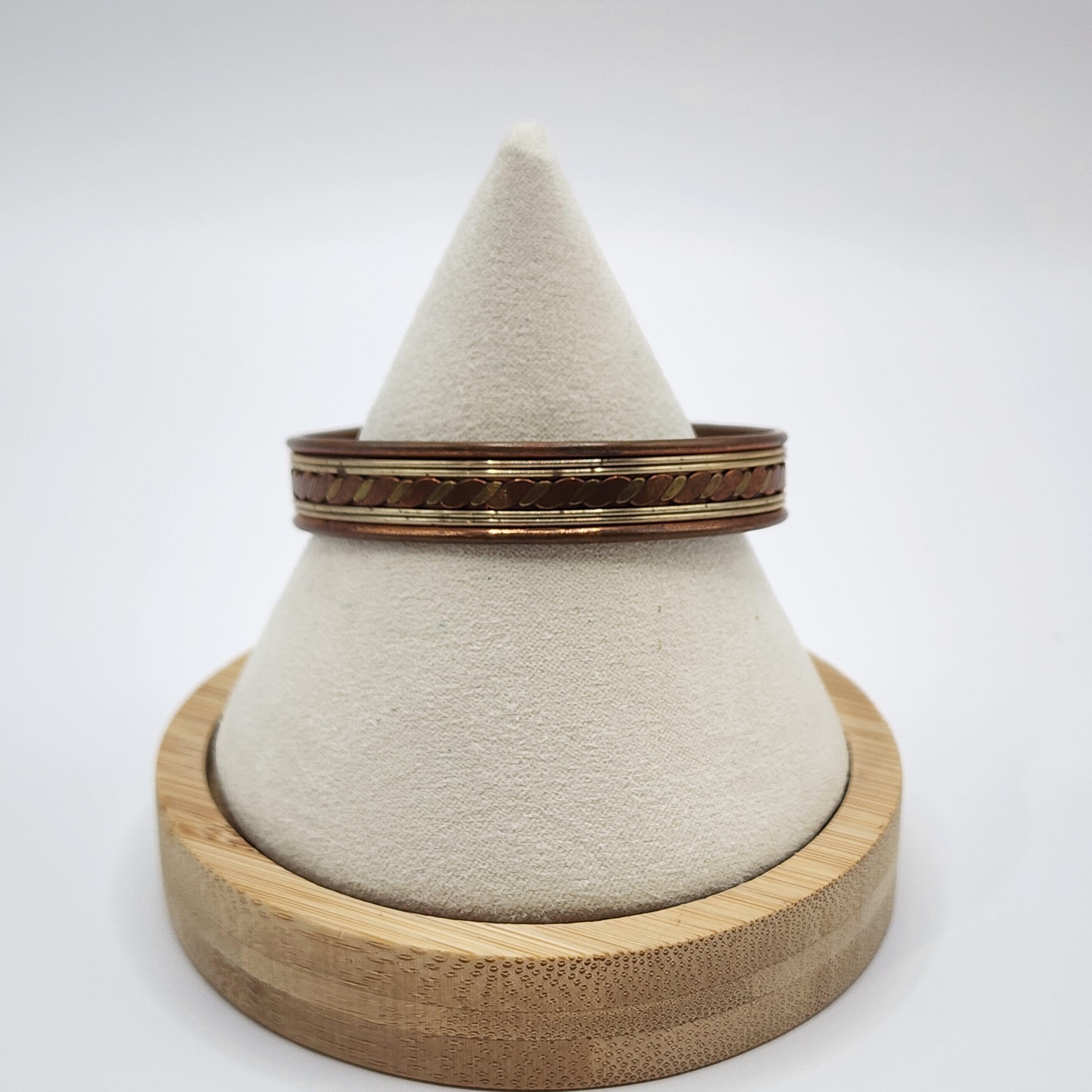 Copper Tone Cuff Bracelet Art Deco Wave Scroll Design