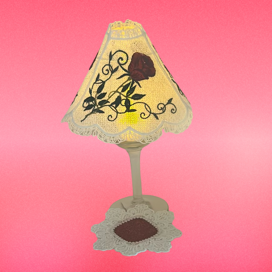 Handmade Rose Wine Glass Lamp And Coaster