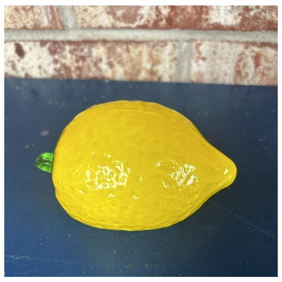 Vintage Glass Lemon Murano Hand Blown Fruit Yellow Dinning Decoration
