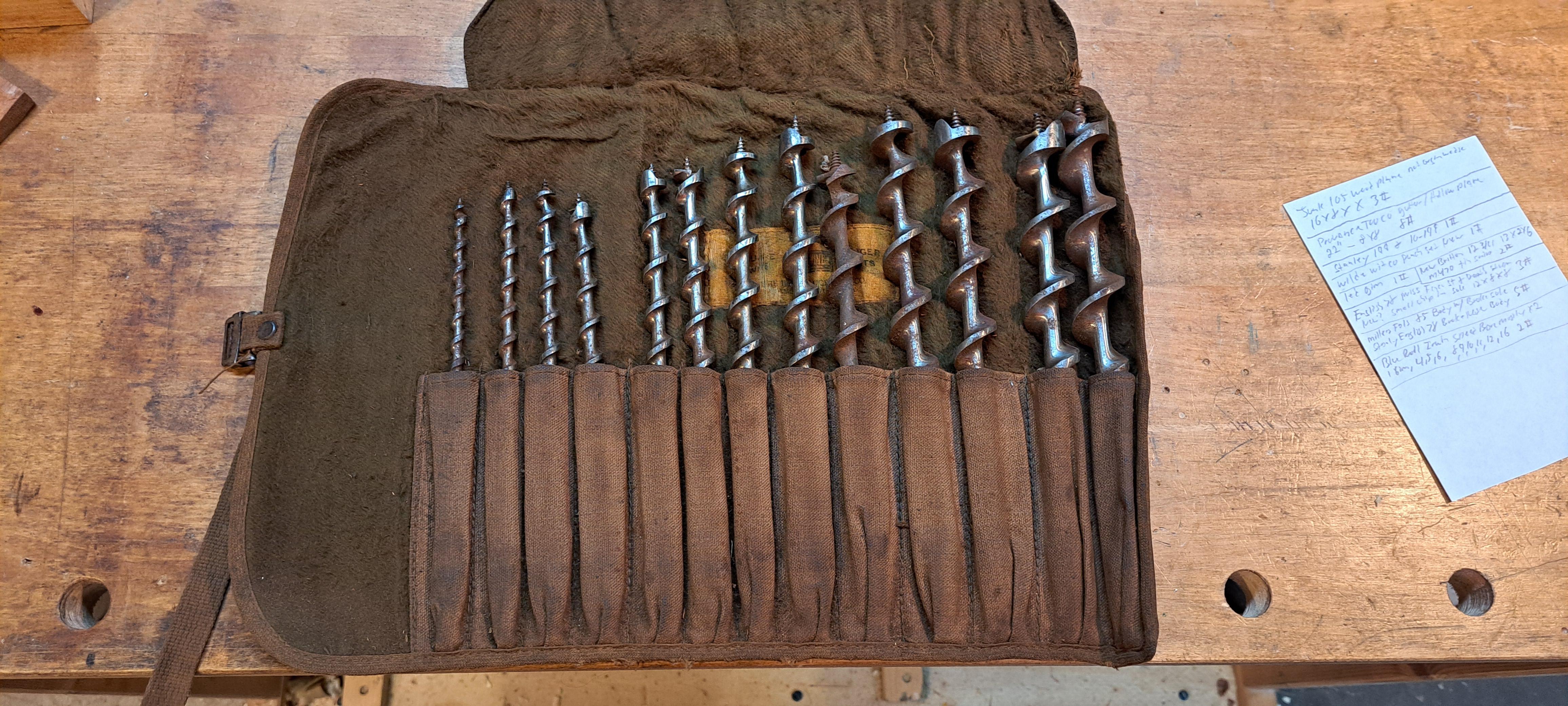 Full Set of Irwin Auger Bits w/ Irwin tool Roll (green)