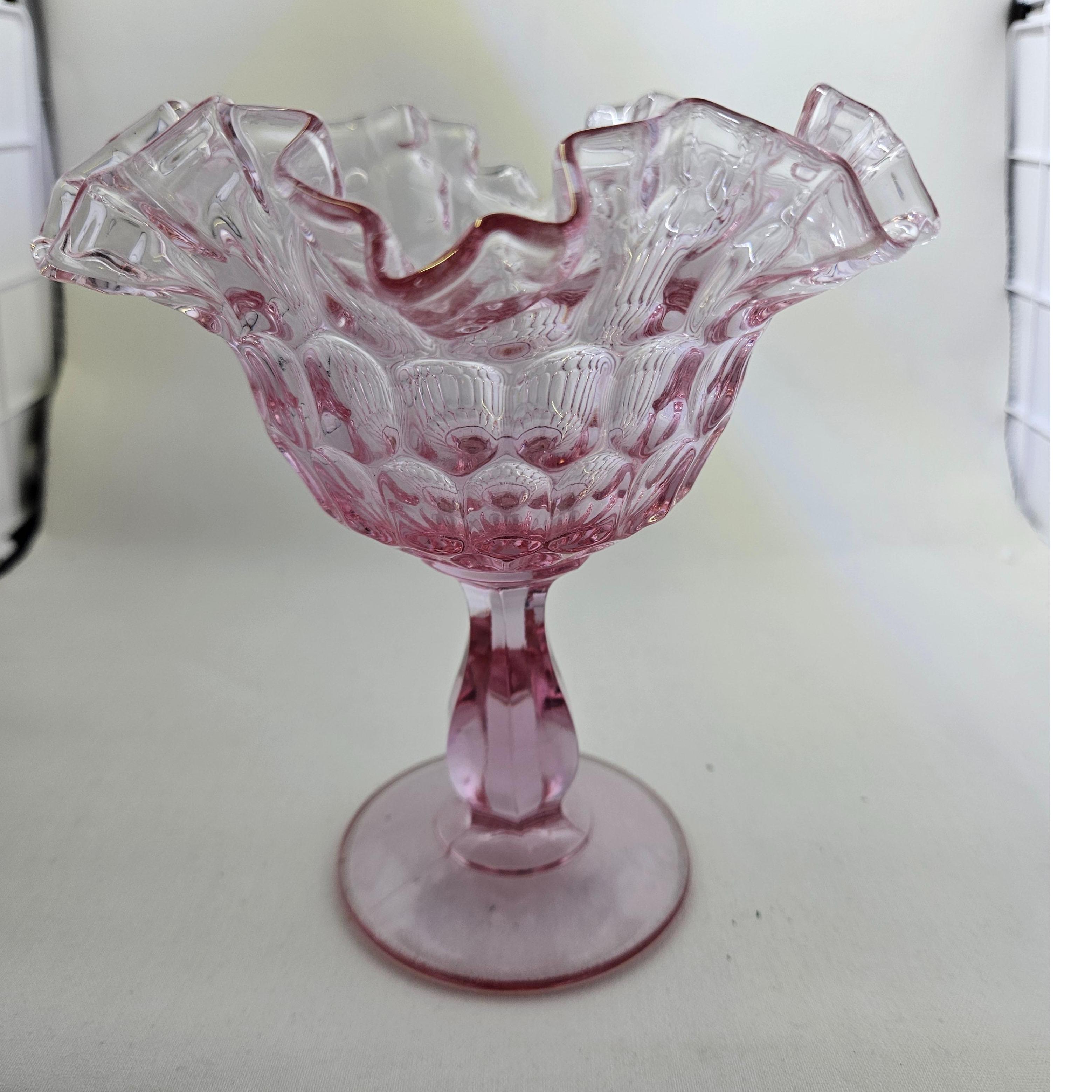 Small Fenton Colonial Pink Compote-GLOWS