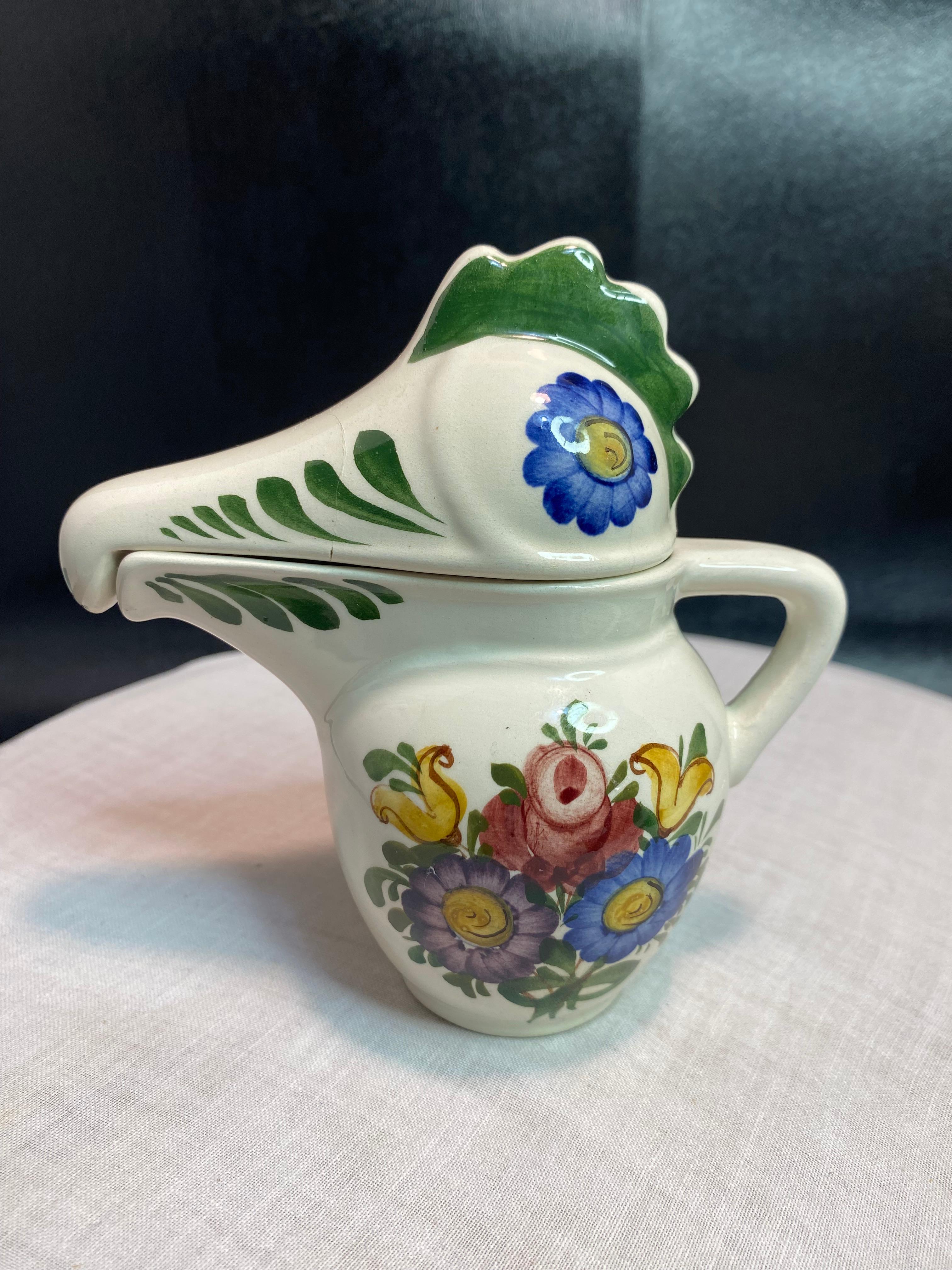 Vintage Wechsler Austria Pottery Lidded Bird Creamer