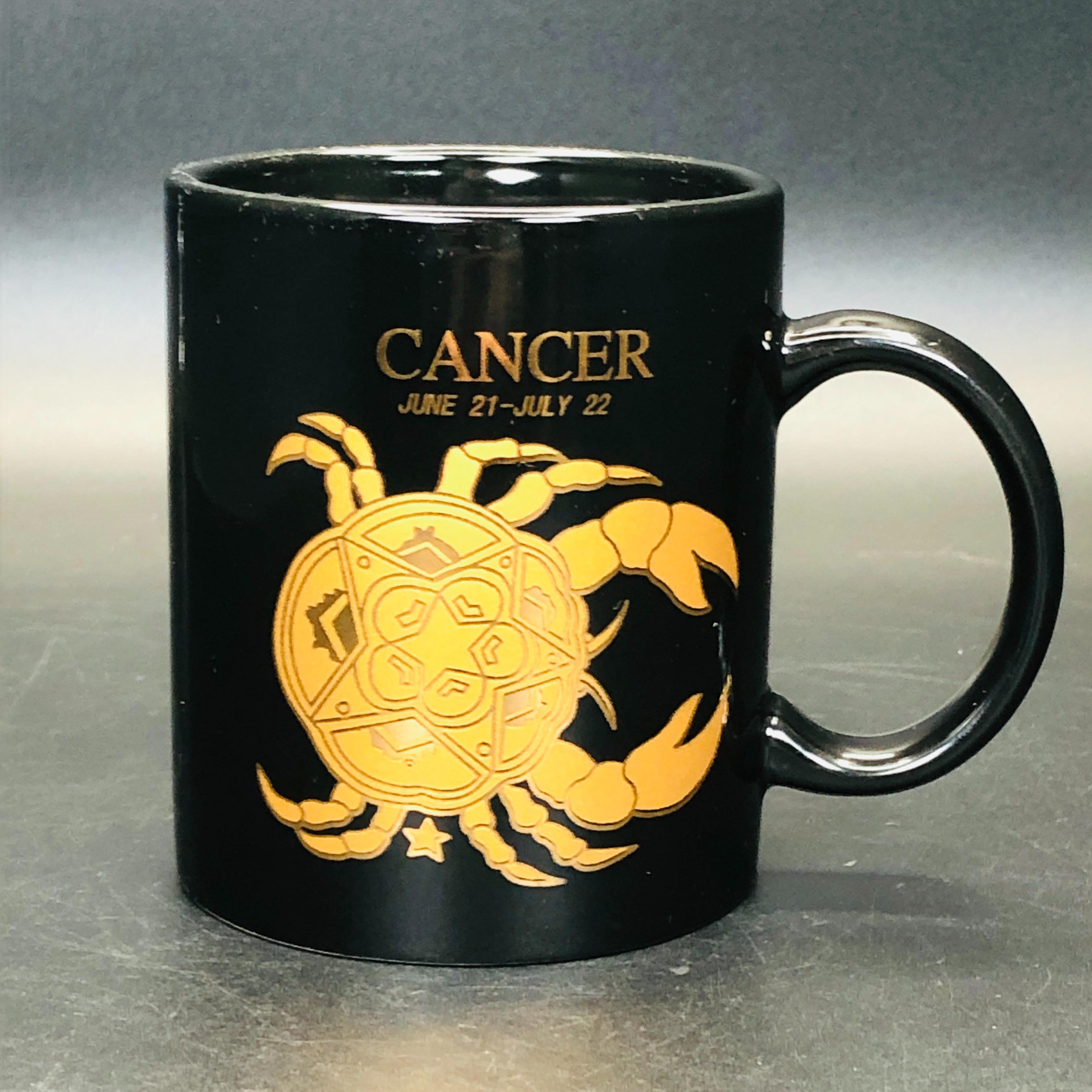 80s Zodiac CANCER Black Gold Stoneware Coffee Mug Horoscope Cup June ...