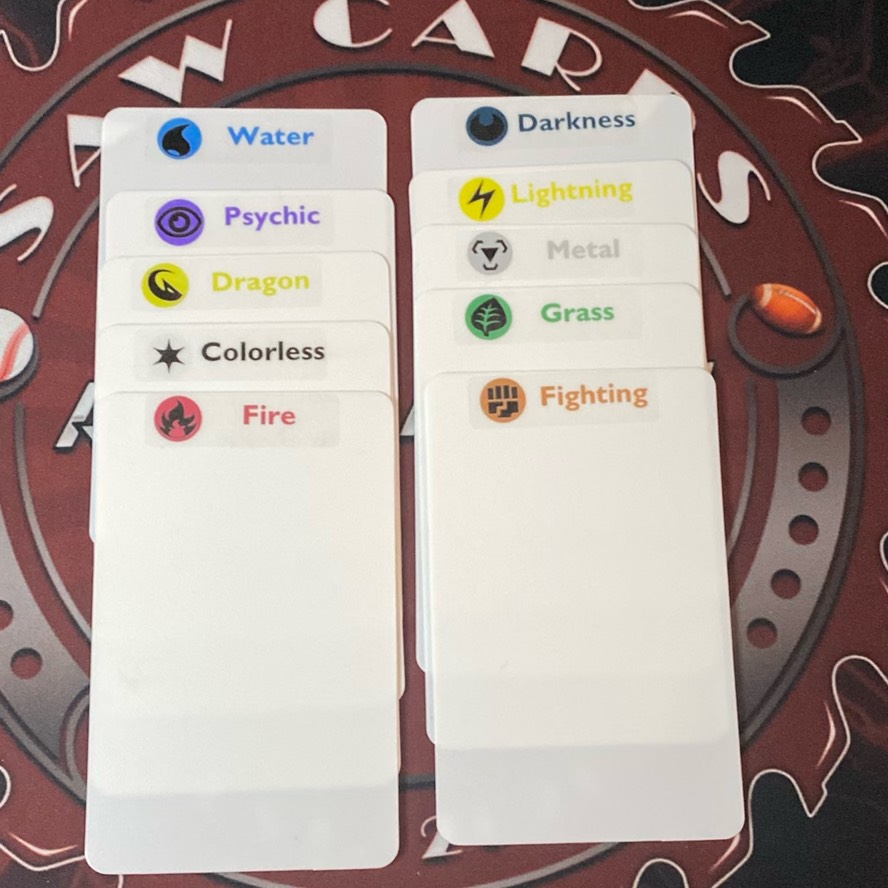 Pokemon TCG Types 10 Labels With Tall Dividers
