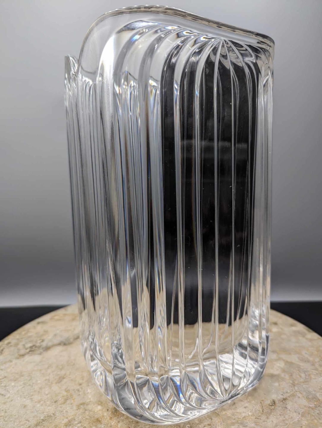 Villeroy & Boch Quadra Square Ribbed Crystal Vase 9” STUNNING