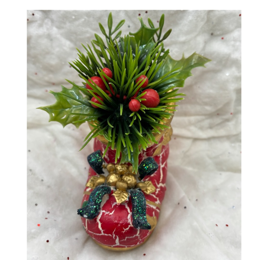 Vintage Ceramic Christmas Boot Planter