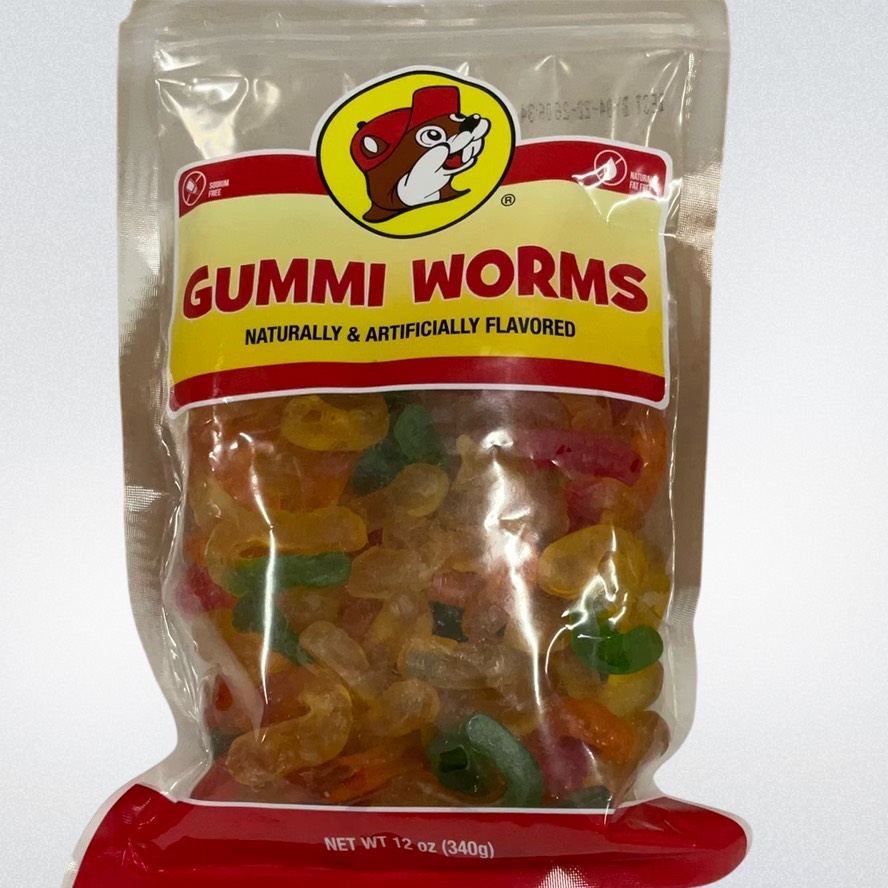Buc-ee's Gummi Worms Candy in a Resealable Bag, 12 Ounces
