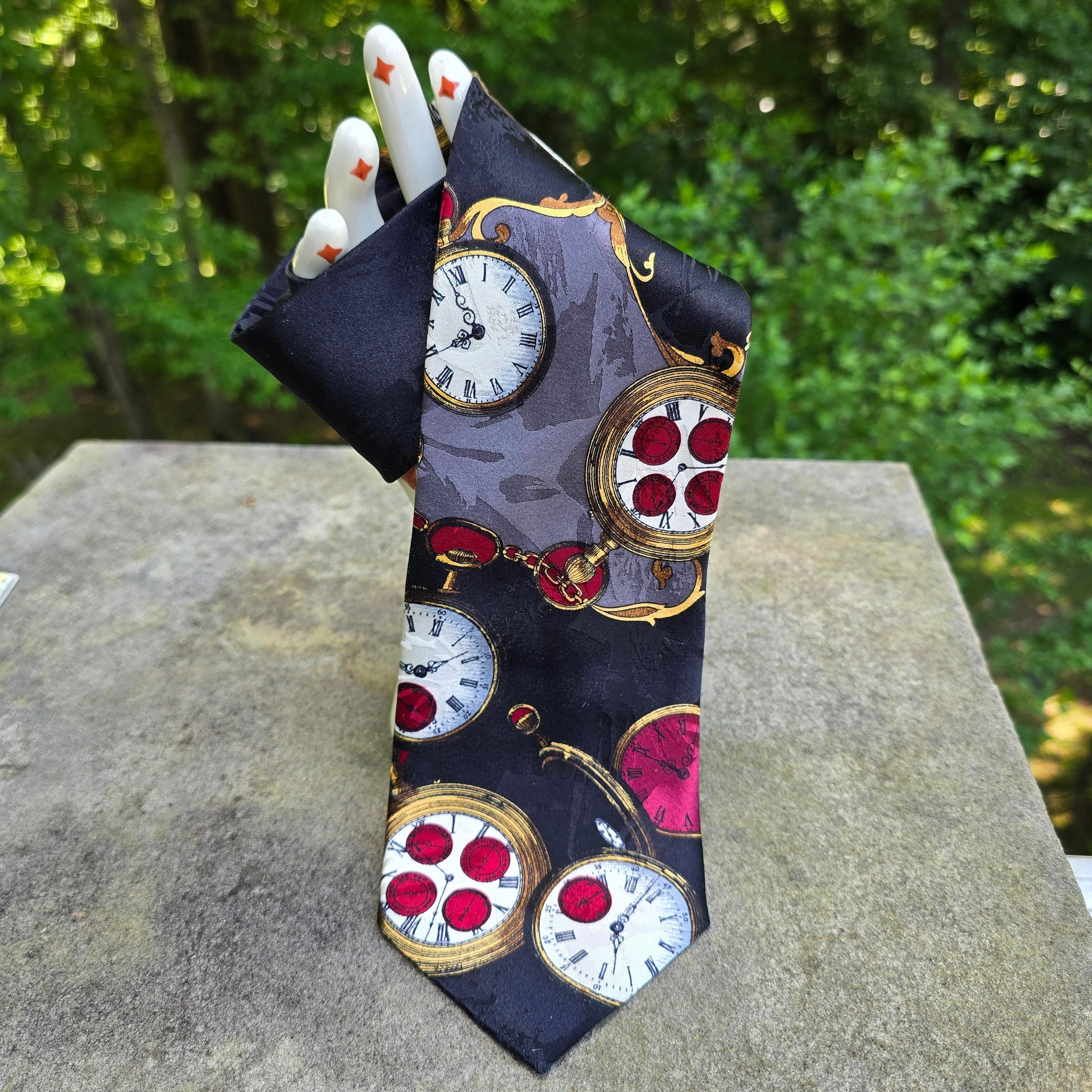 Pocket Watch Tie Red Gray Black White Gold Necktie Raphael All Silk ...