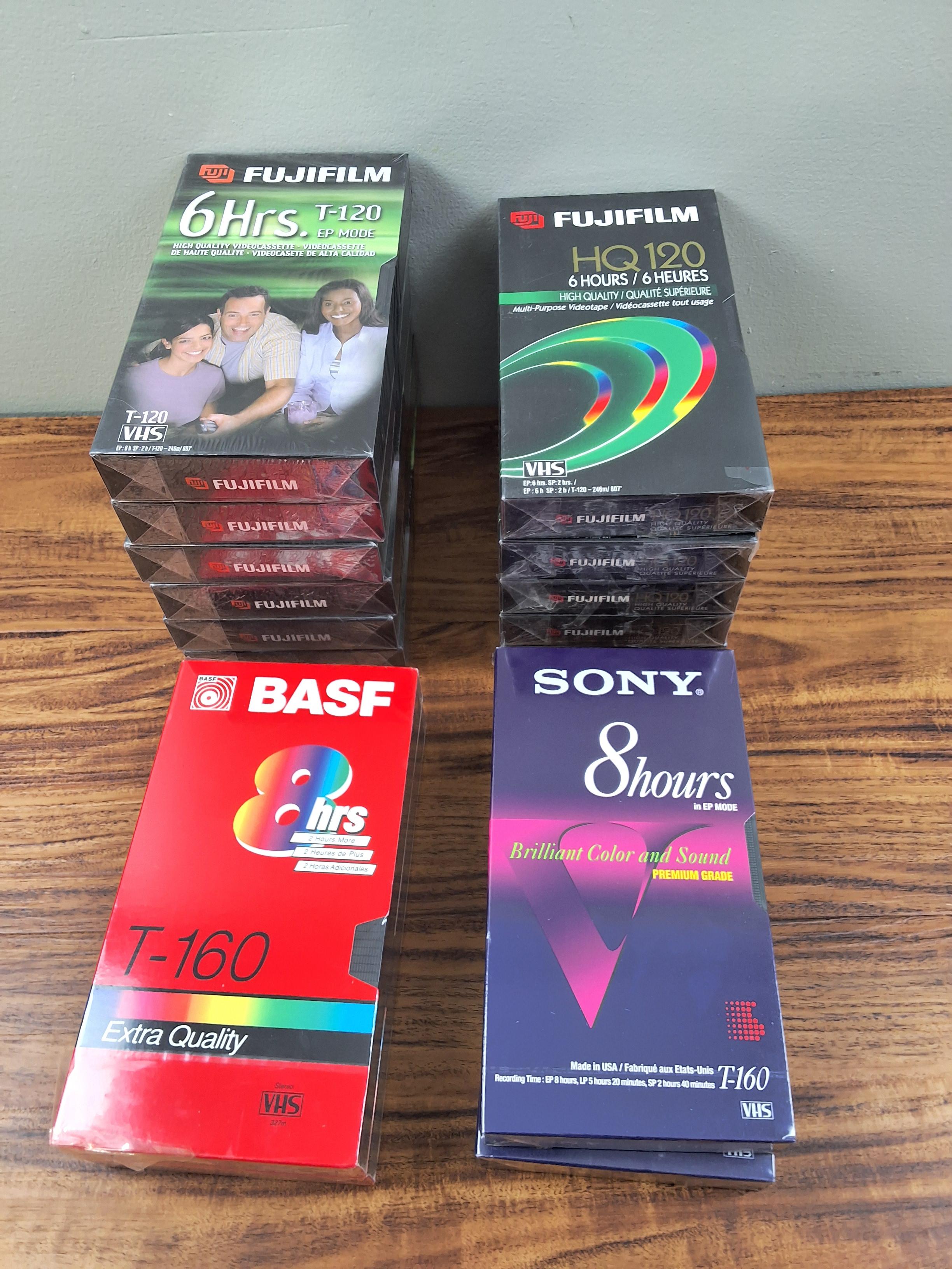 #01 - Blank VHS Lot Of 15 Fuji Sony BASF New Sealed 120 Min