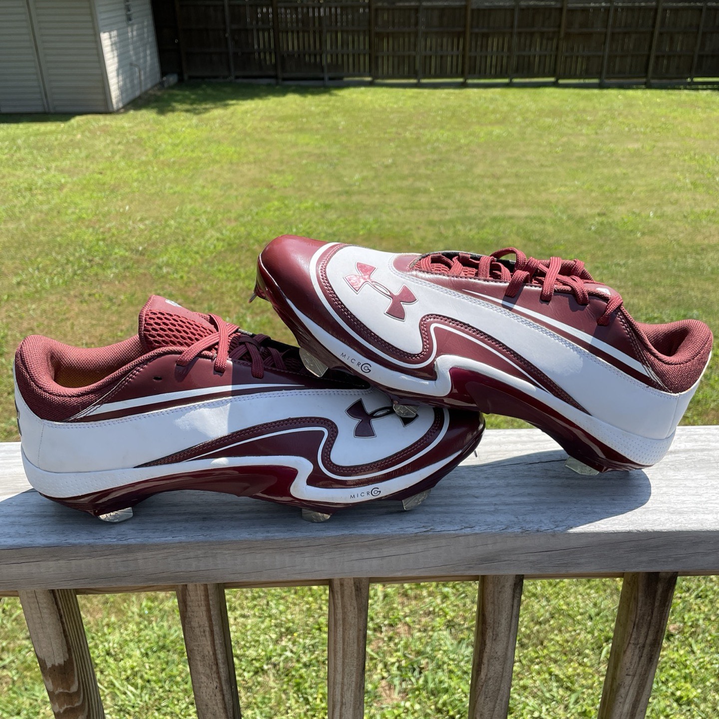 Under Armour Baseball Cleats Men’s 14 Maroon Micro G MLB Authentic ...