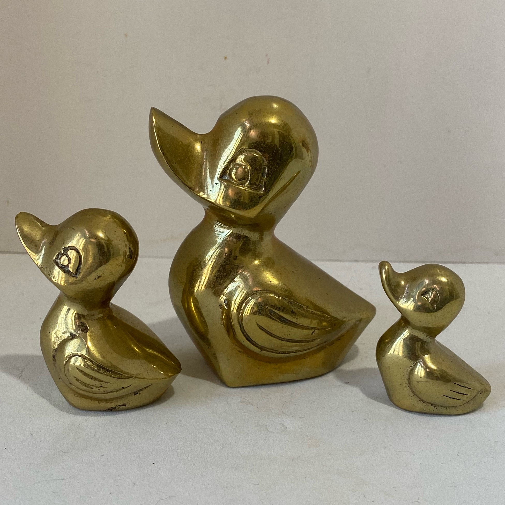 Vintage 3 Leonard Solid Brass Small Ducks