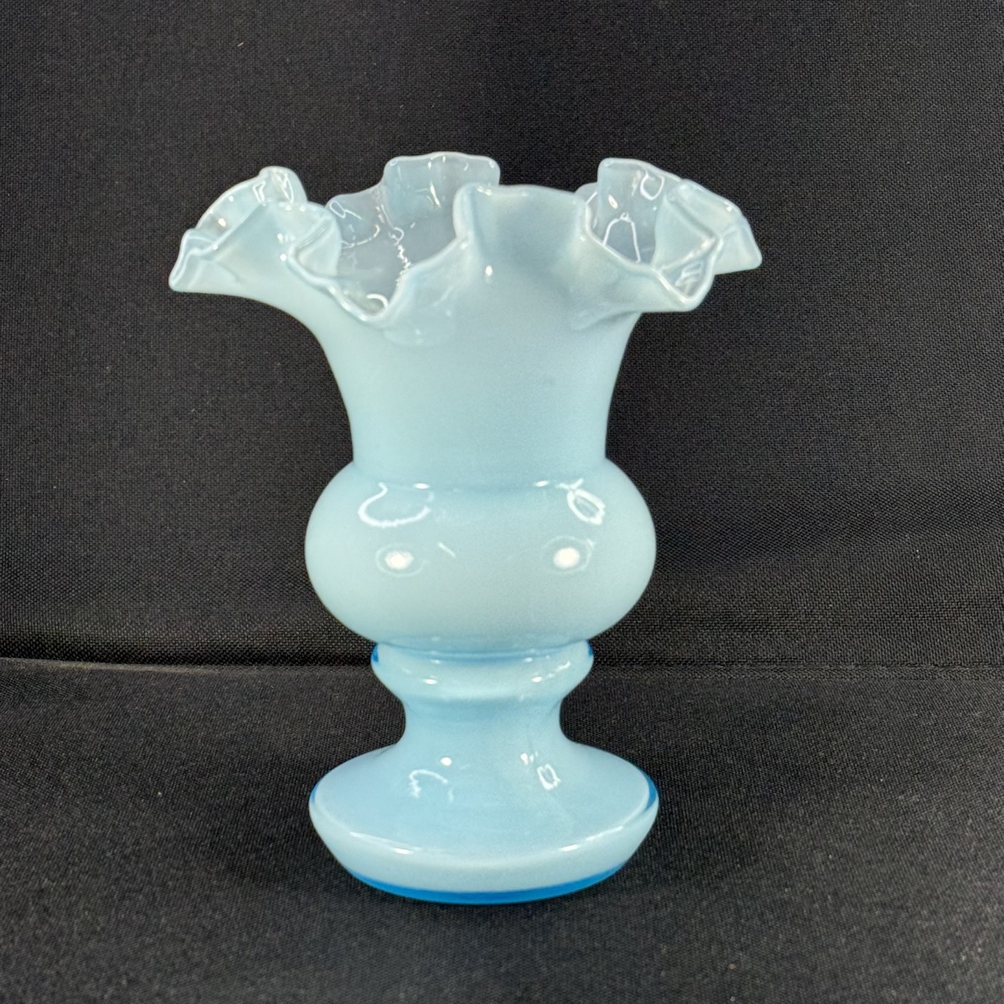 Fenton Blue Ruffled Vase