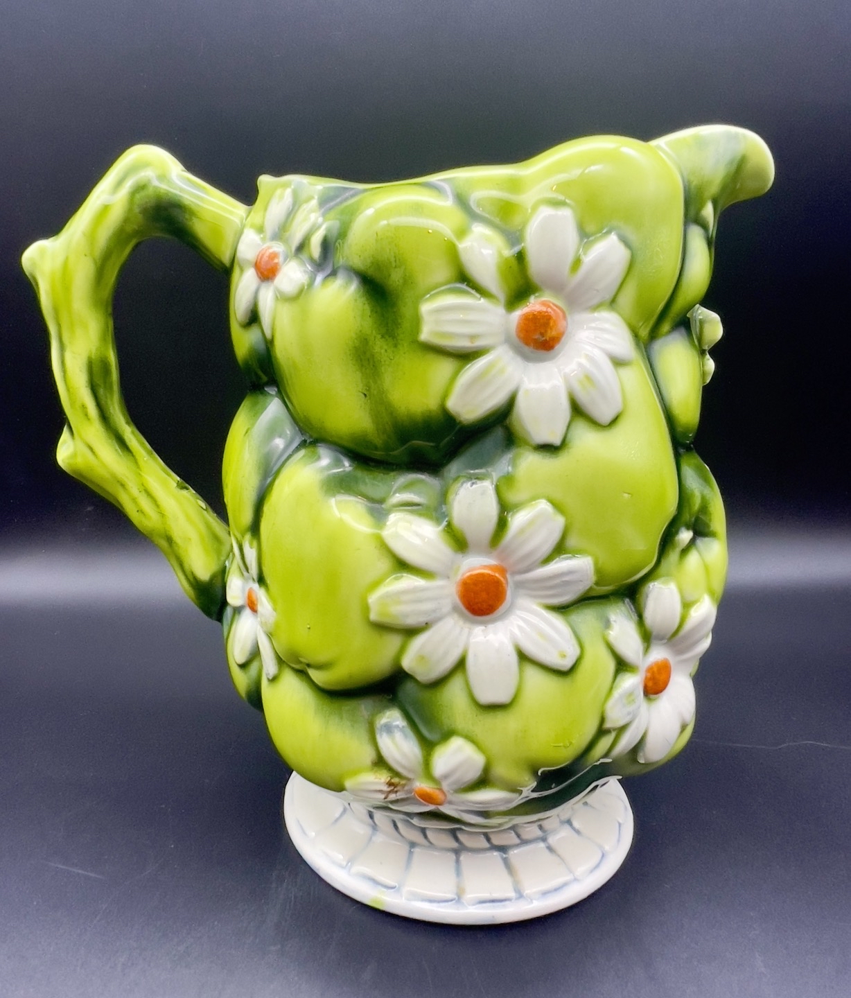 Mid century 1960's Inarco green apple daisy water/juice pitcher.