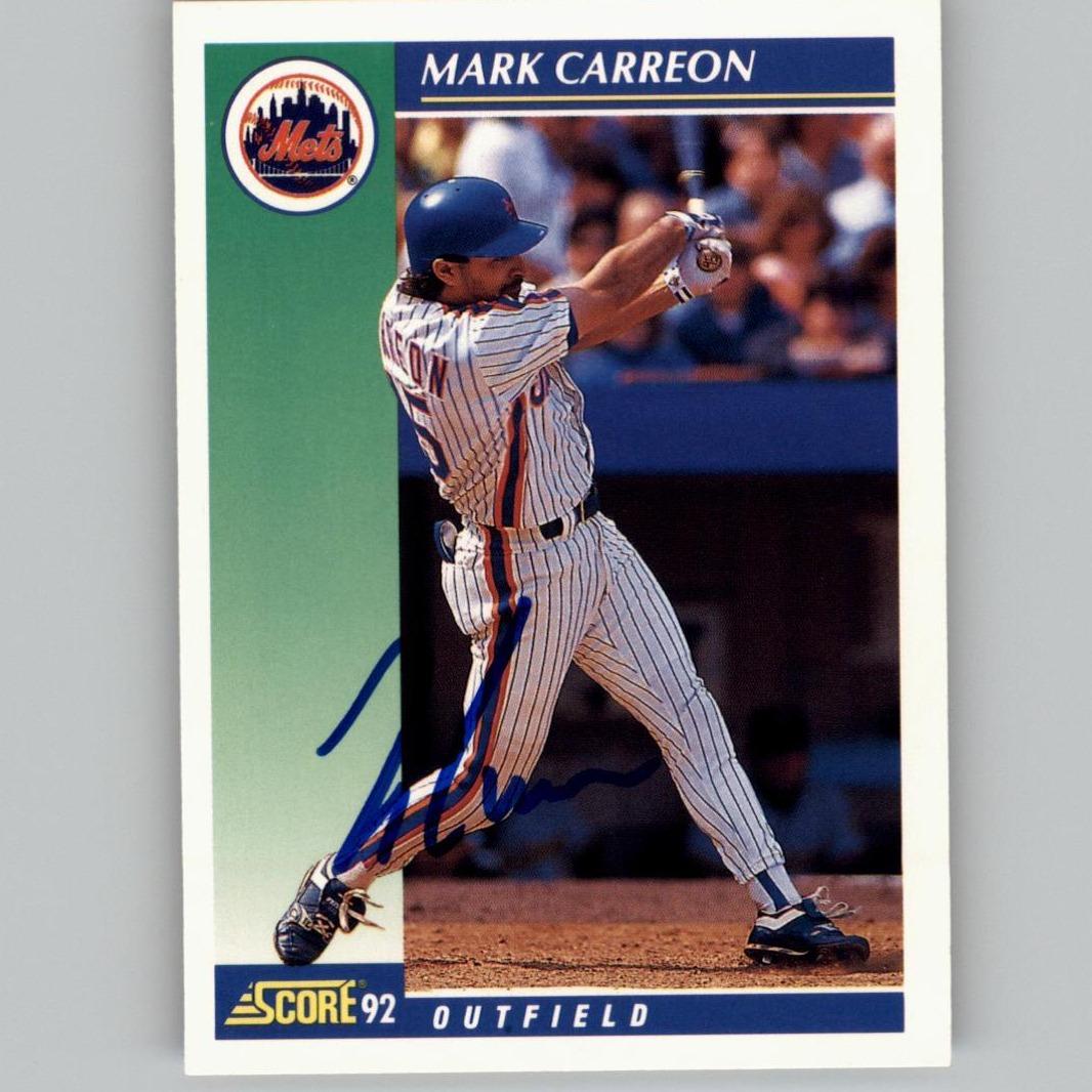Mark Carreon Signed New York Mets 1992 Score Baseball Card #19