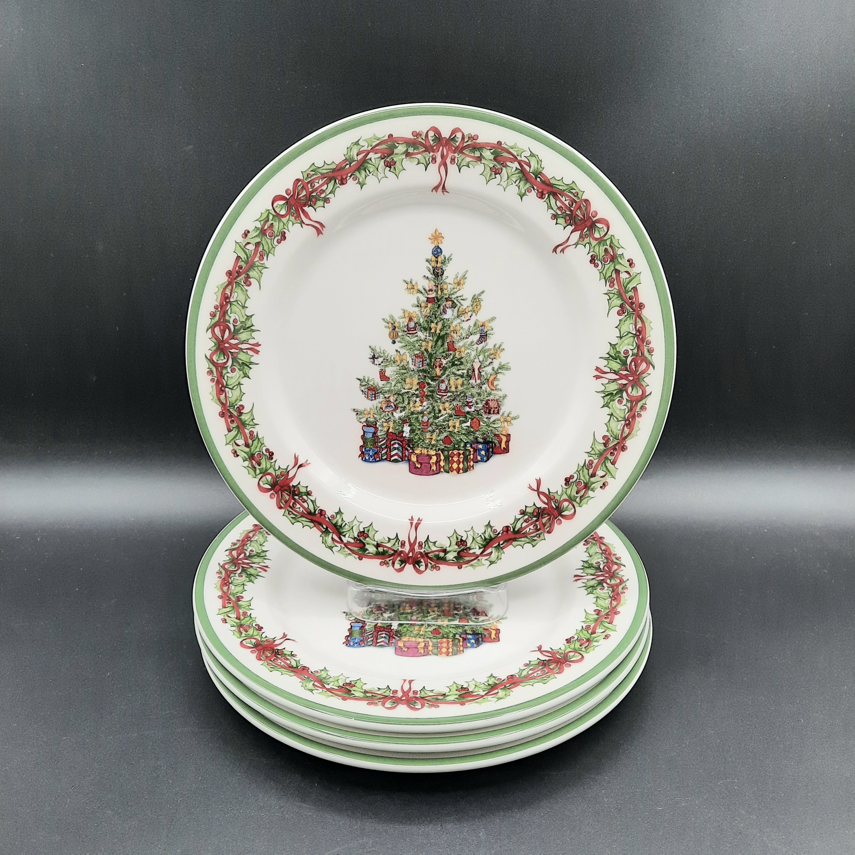 Christopher Radko Holiday Celebrations Salad Dessert Plates Set of 4