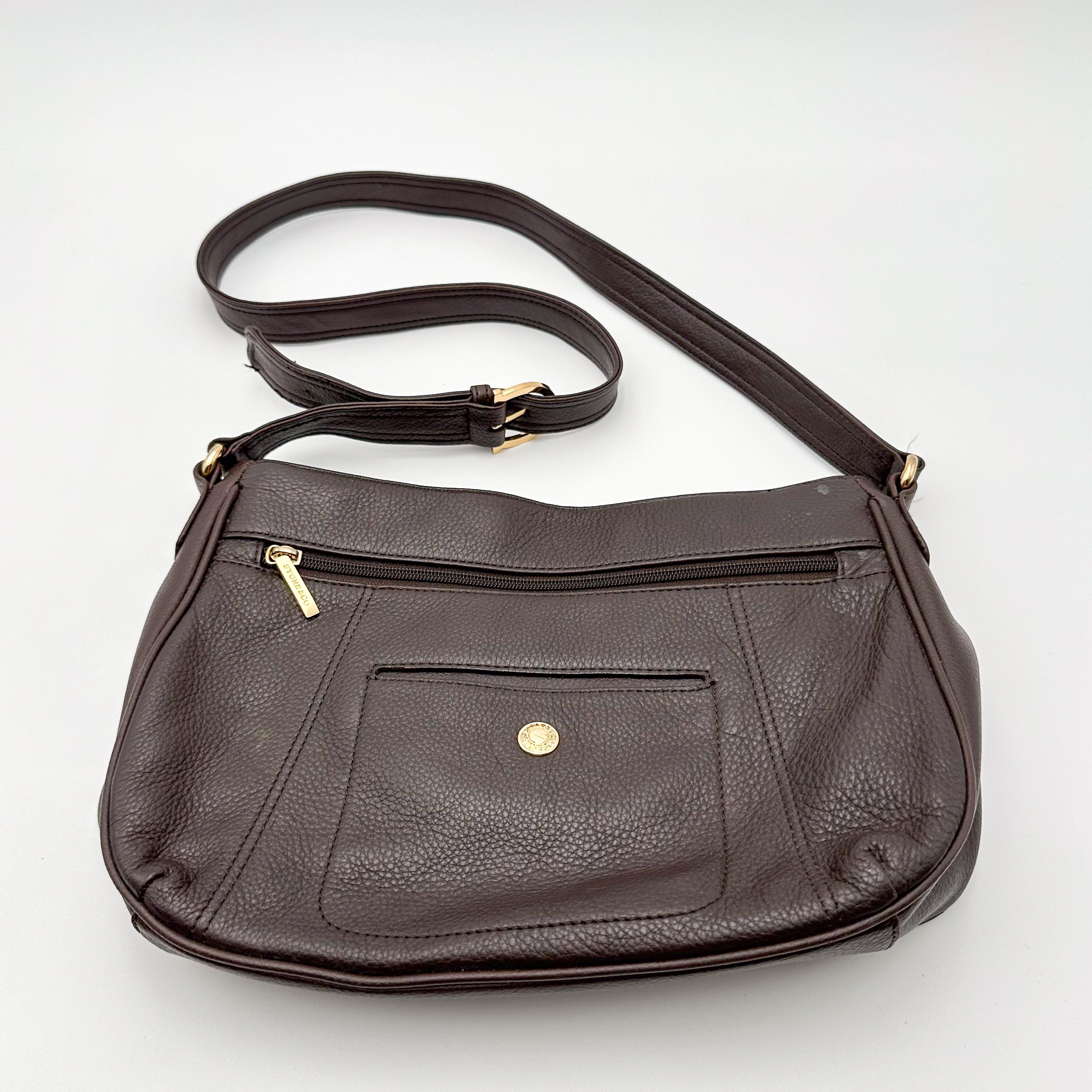 Stone & Co Brown Pebbled Leather Handbag Purse B25