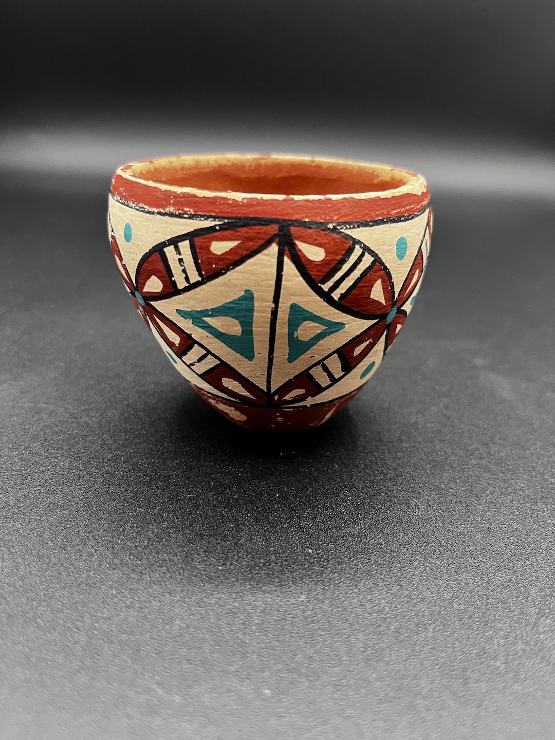 Signed Hand Painted Jemez Pottery Pot 3.25”