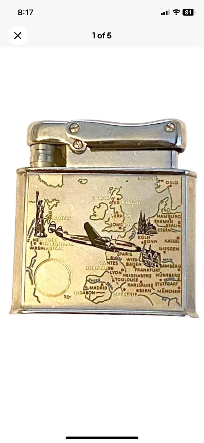WWII Ibelo Monopol Lighter Engraved Map Of Europe Never Used Near Mint New