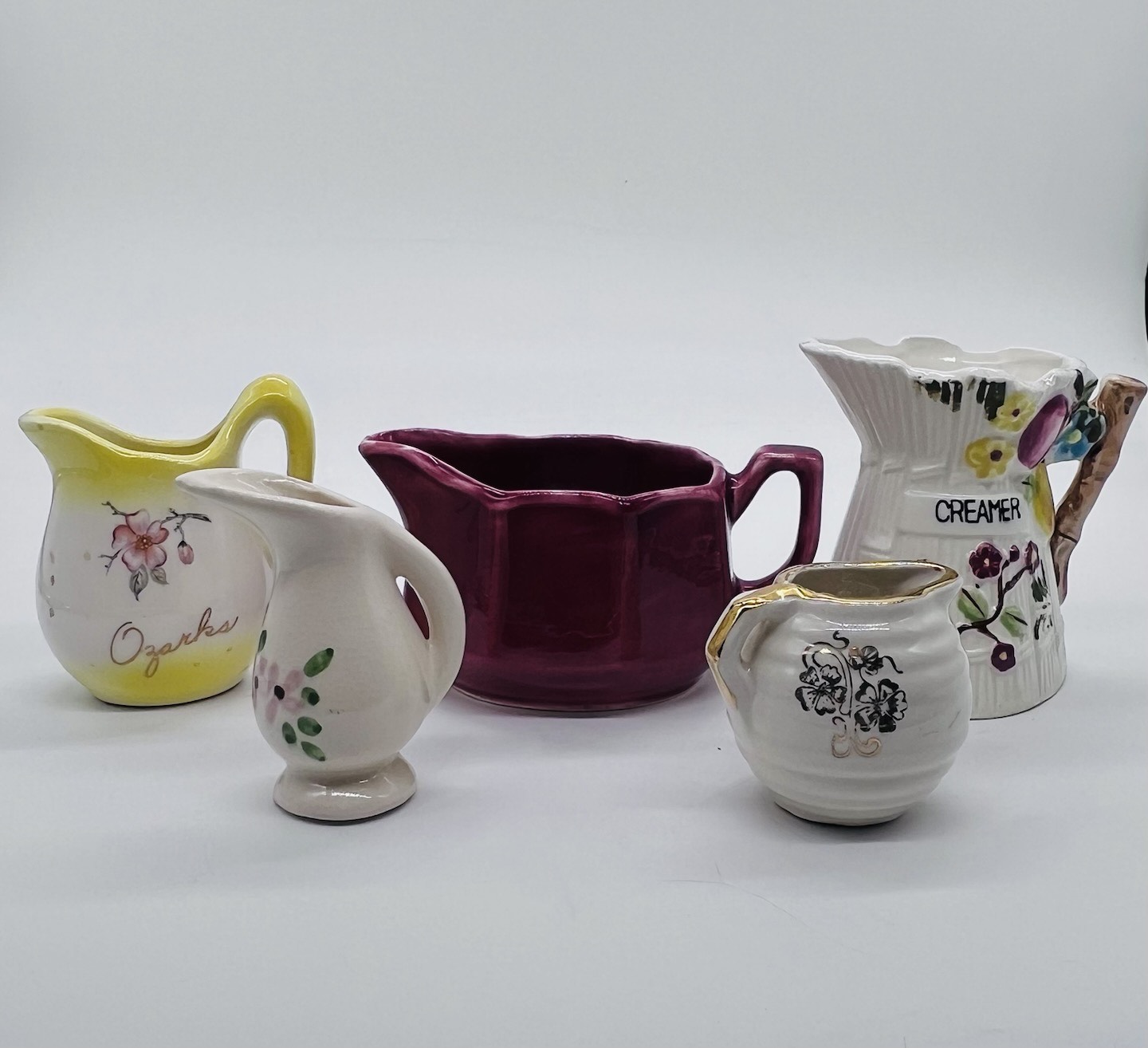 Vintage Miniature Pitchers Creamers Set Of Five