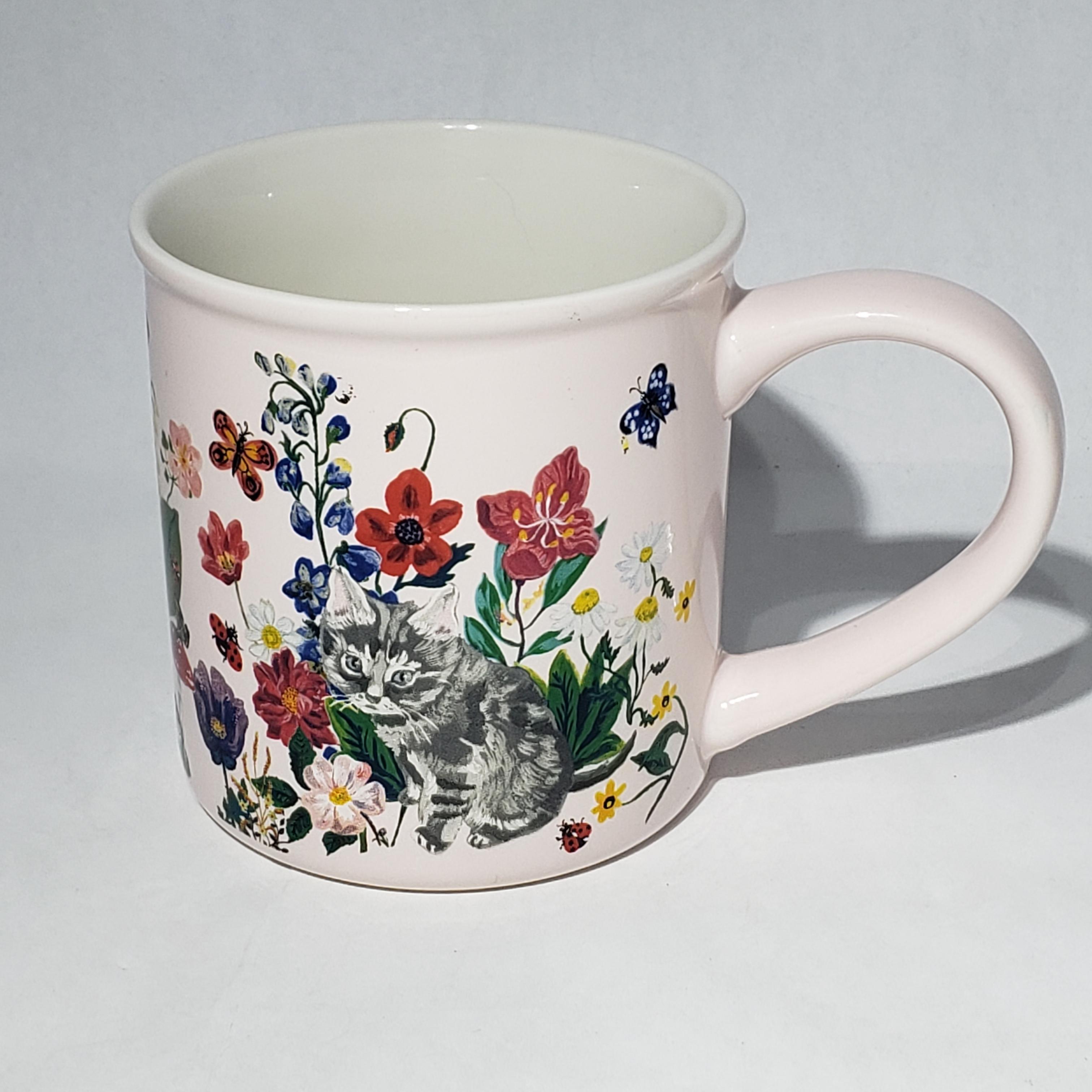 Nathalie Lete Pink Mug Cup Poodle Dog Gray Cat Kitten Mushroom Squirrel ...