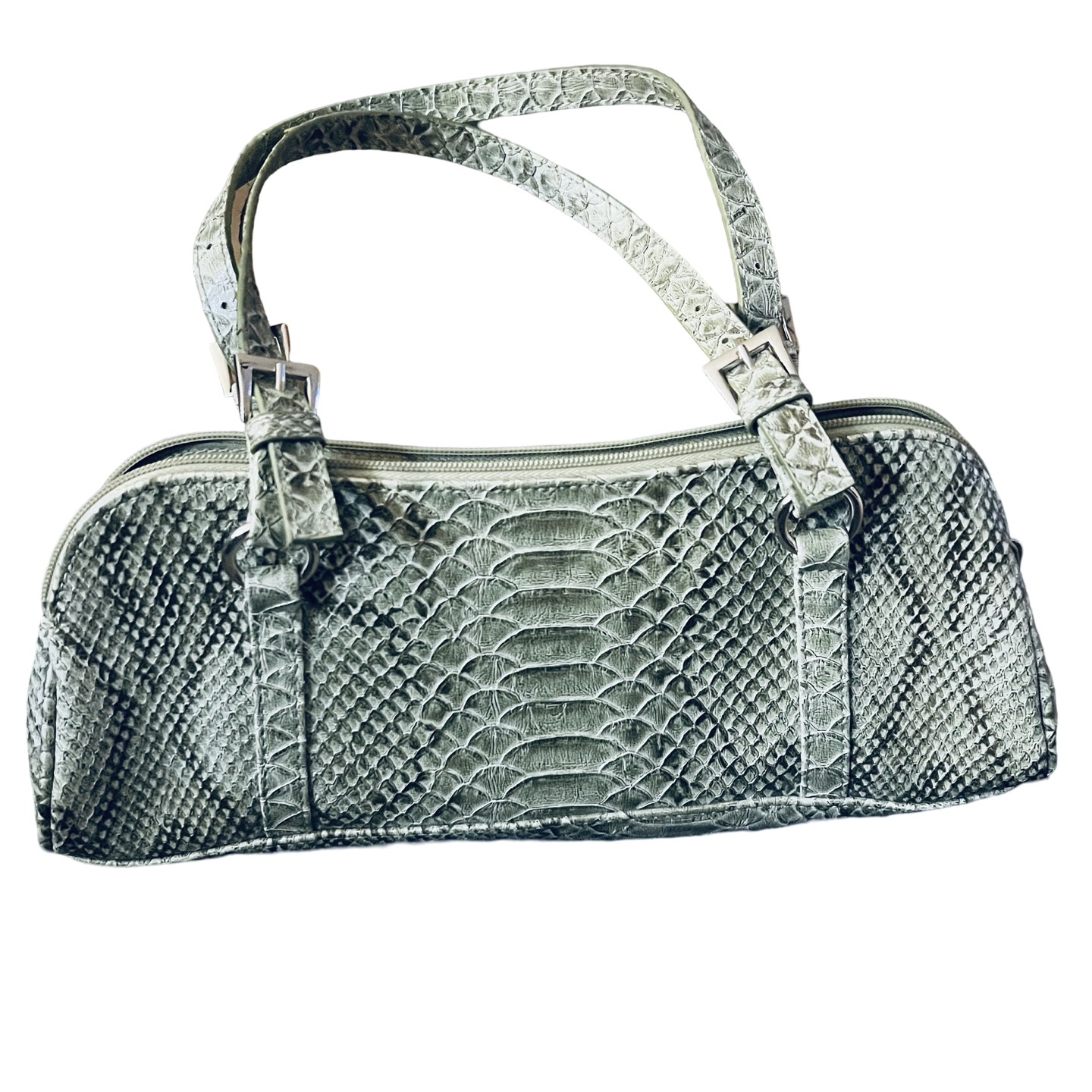 Y2K Bisou Bisou Michele Bohbot Bag Handbag Purse Green Faux Croc Snake VTG