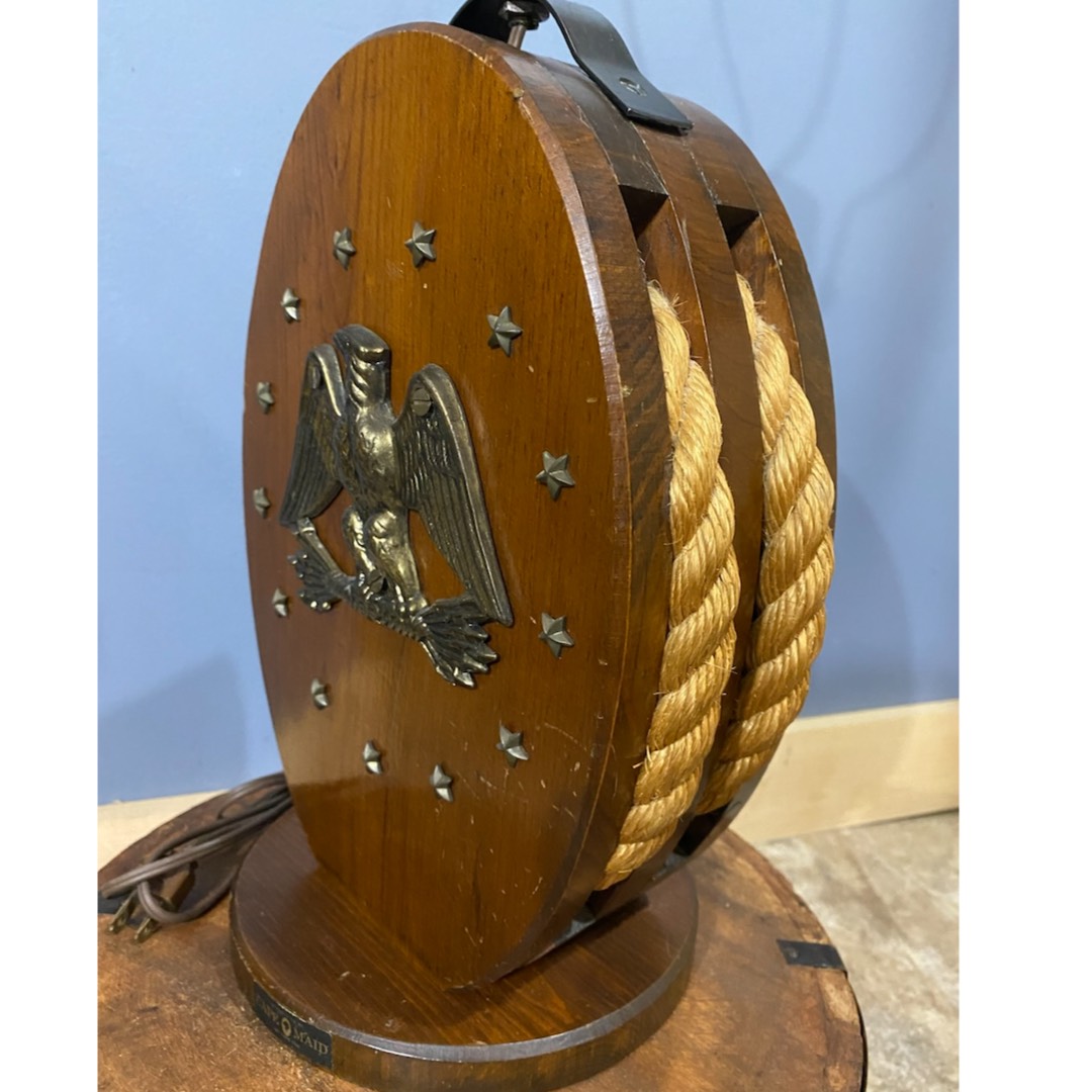 Cape Cod Hand ‘Maid’ Wood Ship Pulley Lamp