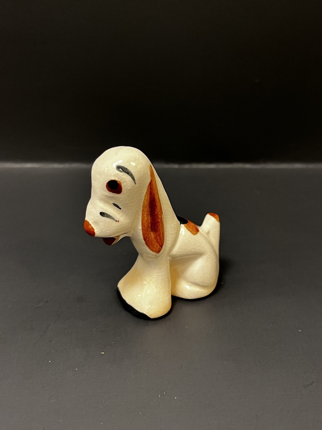 Sad Hand Painted Pottery Hound Dog Figurine 2.75” 🐶