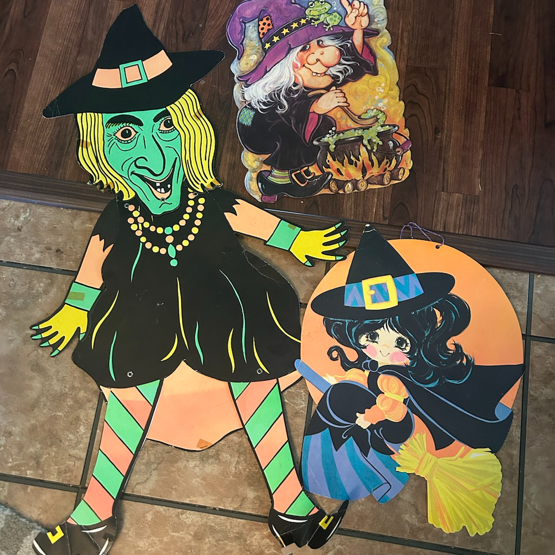 Set Of 3 Vintage Witch Die Cuts