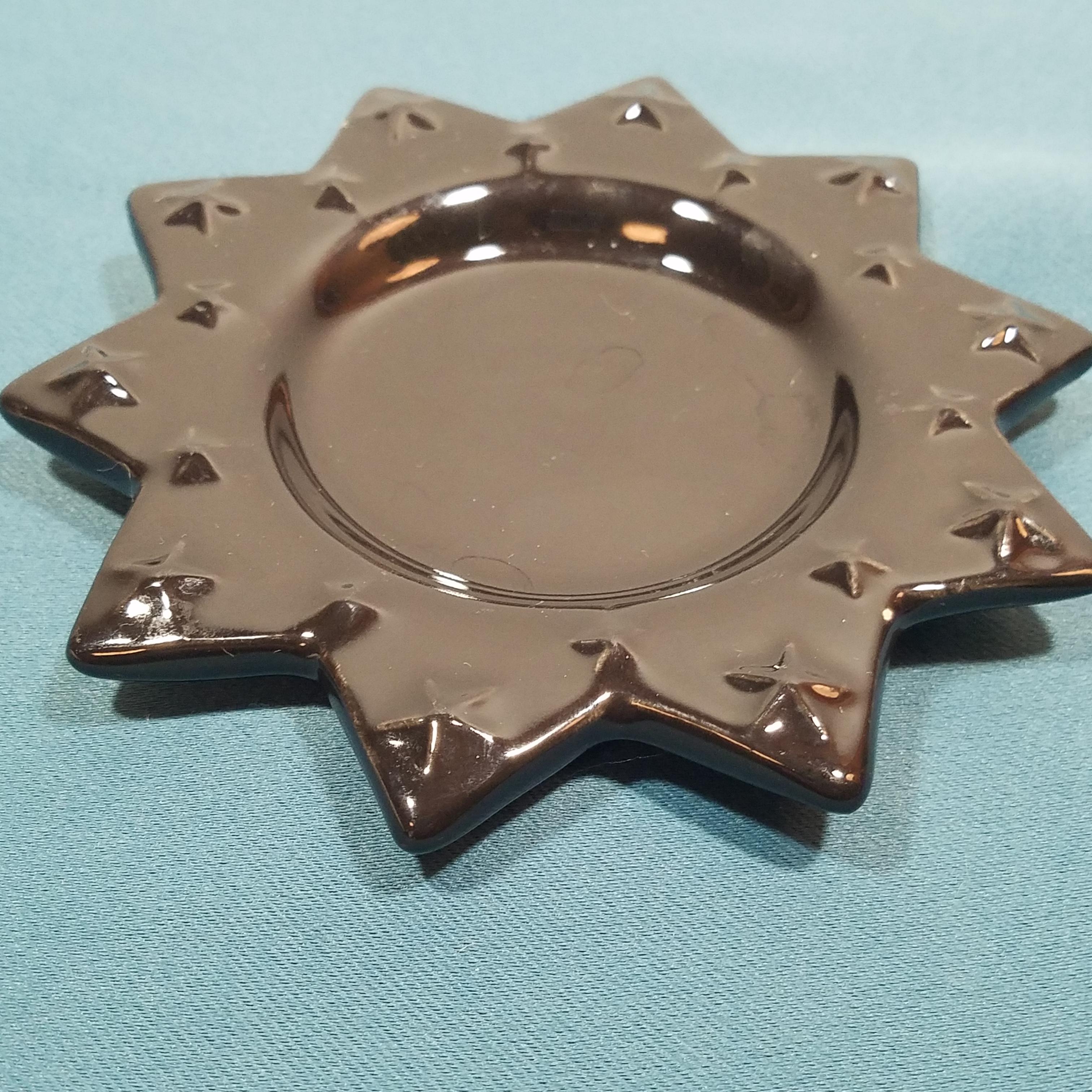 1999 Star Plate Neher Pottery 10 Point Footed Dish Black Vintage Made ...