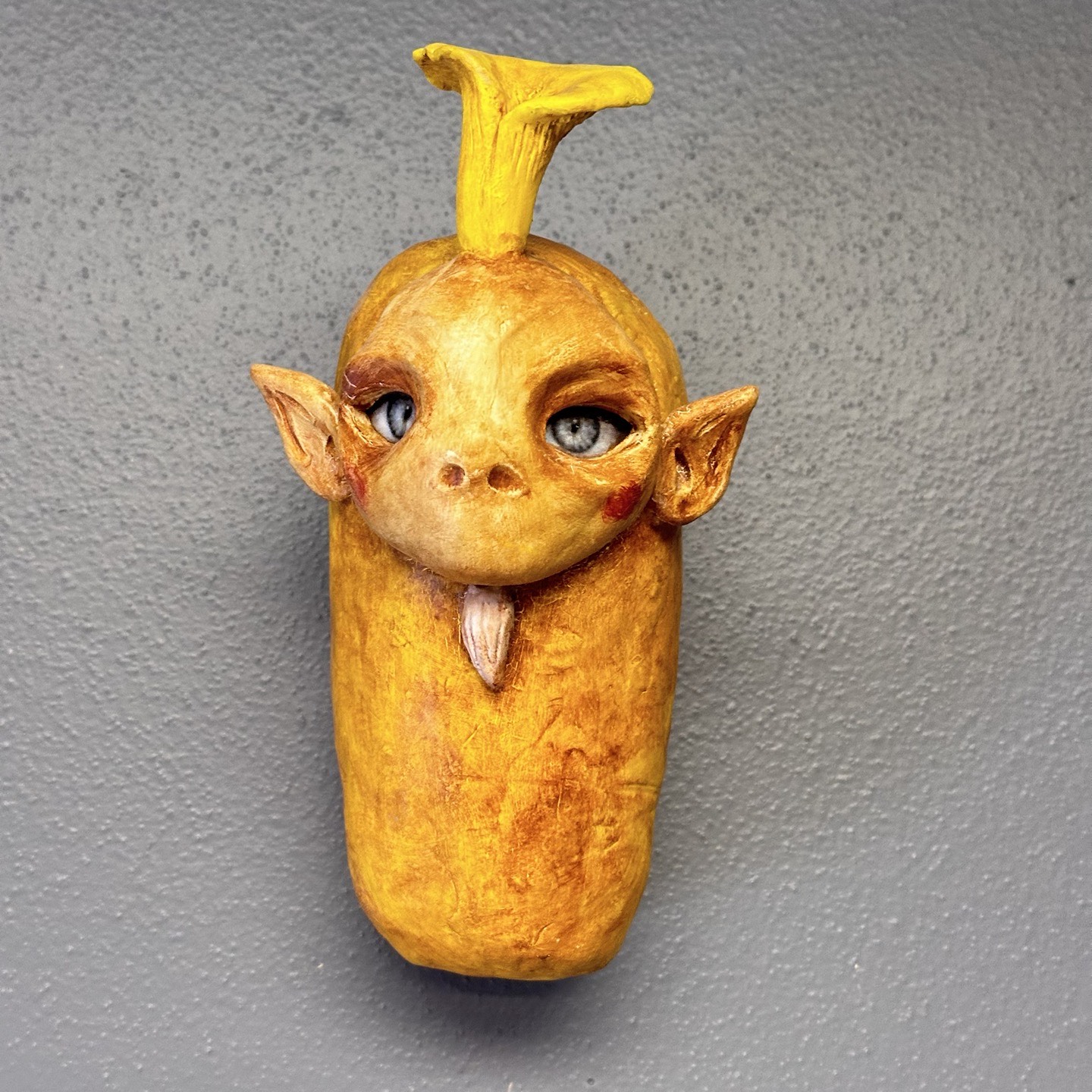 Maria Knier Sculpture Anthropomorphic Totem Fauna Yellow Orange Mythical