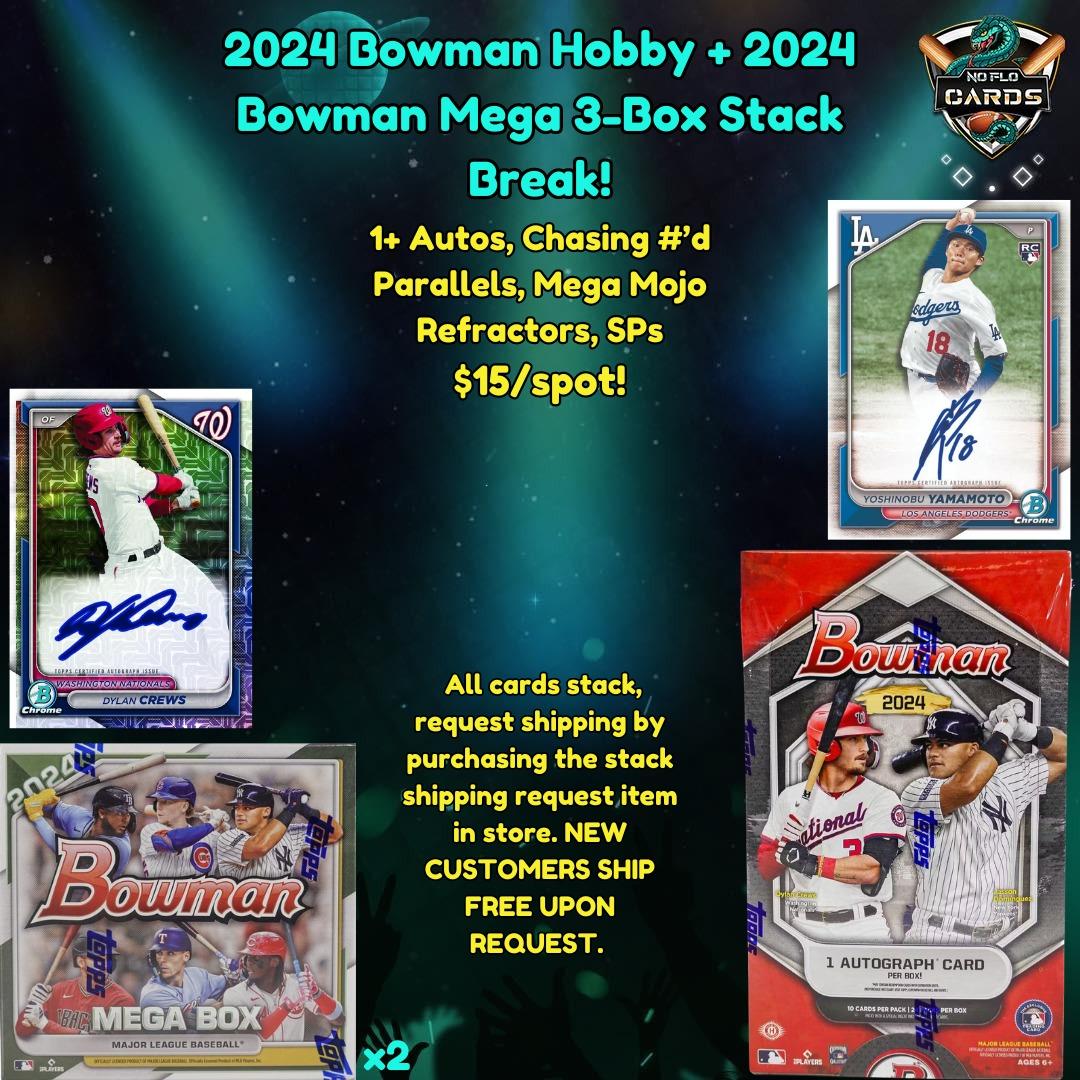 2024 Bowman Hobby + 2024 Bowman Mega 3-Box Stack Rip! - Baseball Cards