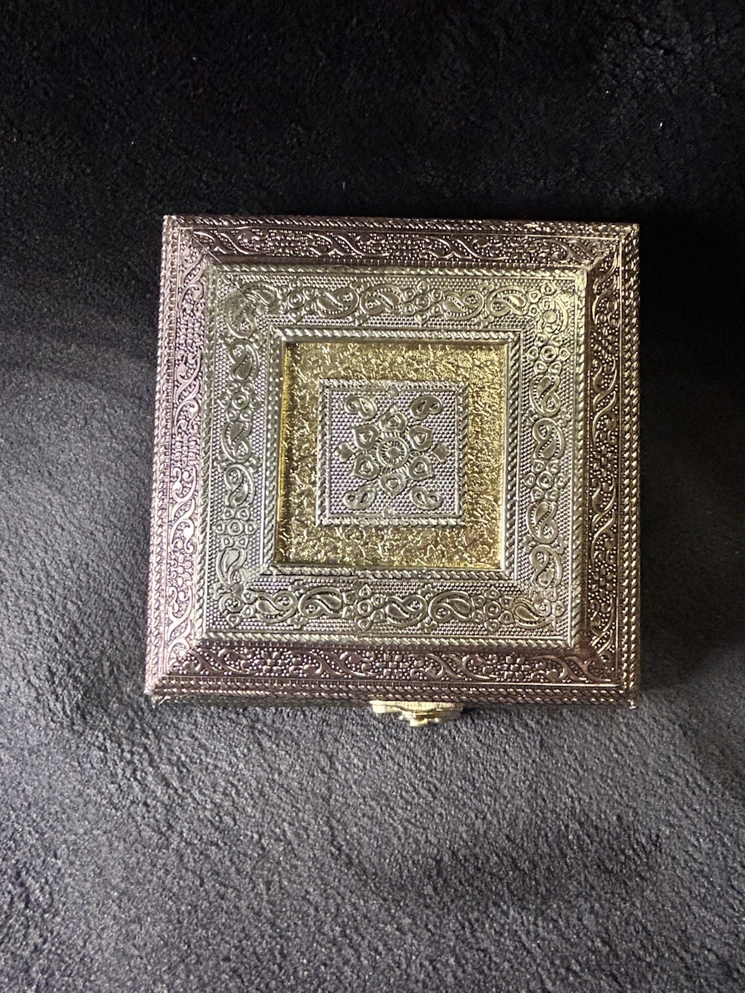 Gift Box with Decorative Embossed Metallic Overlay