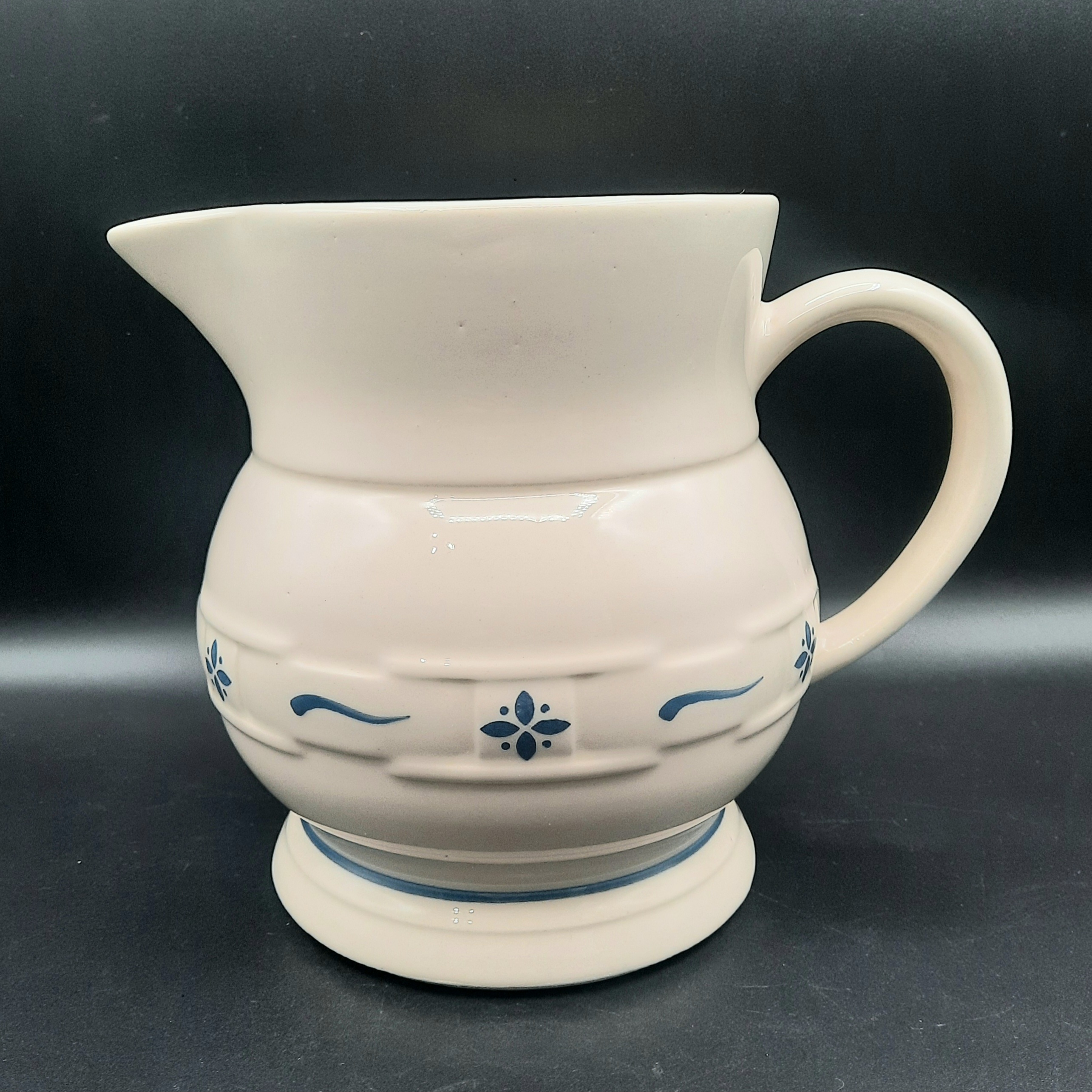 Vintage Longaberger Woven Traditions Pitcher Blue Cream 2 Qt 1990