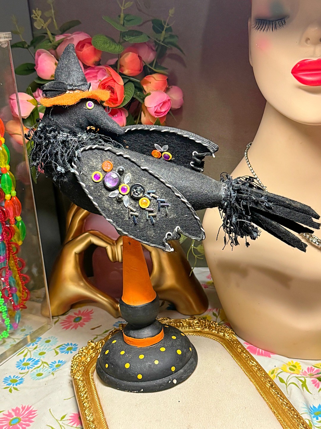 Vintage CJF Designs Halloween Black Crow