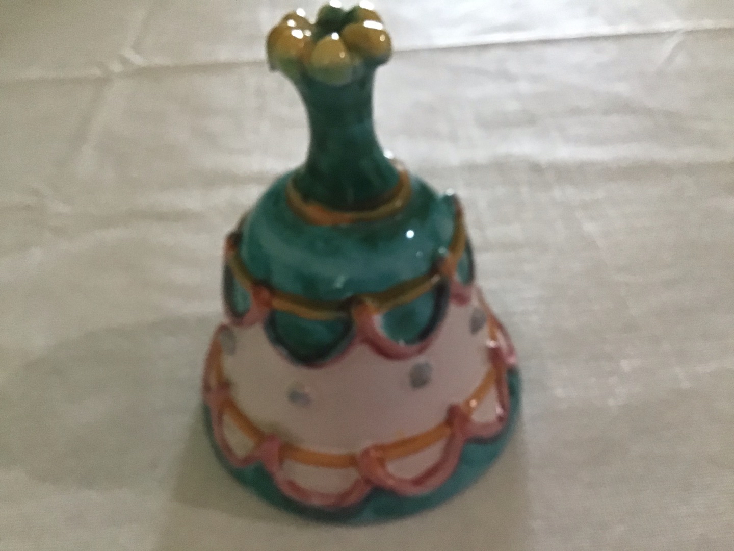 Vintage Glazed Ceramic Bell Made In Italy #3492