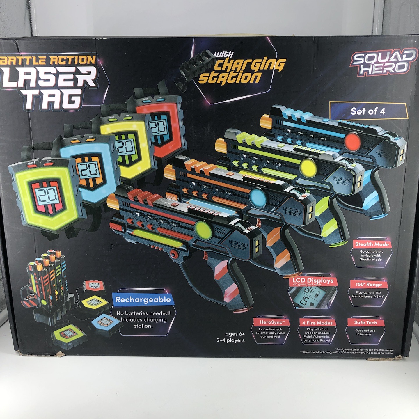 Squad Hero Battle Action Rechargeable Laser Tag Set of Four with Box
