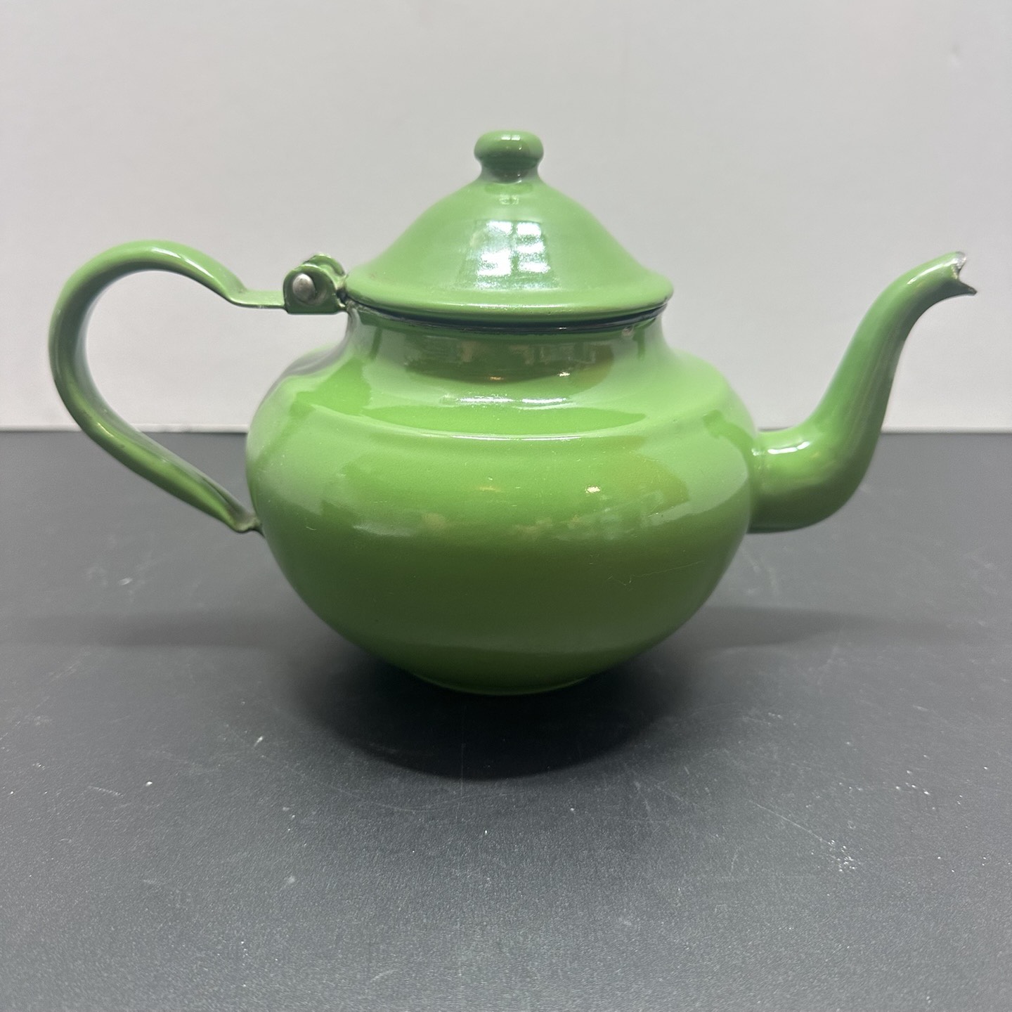 Vintage Green Enamelware Teapot Made In Yugoslavia