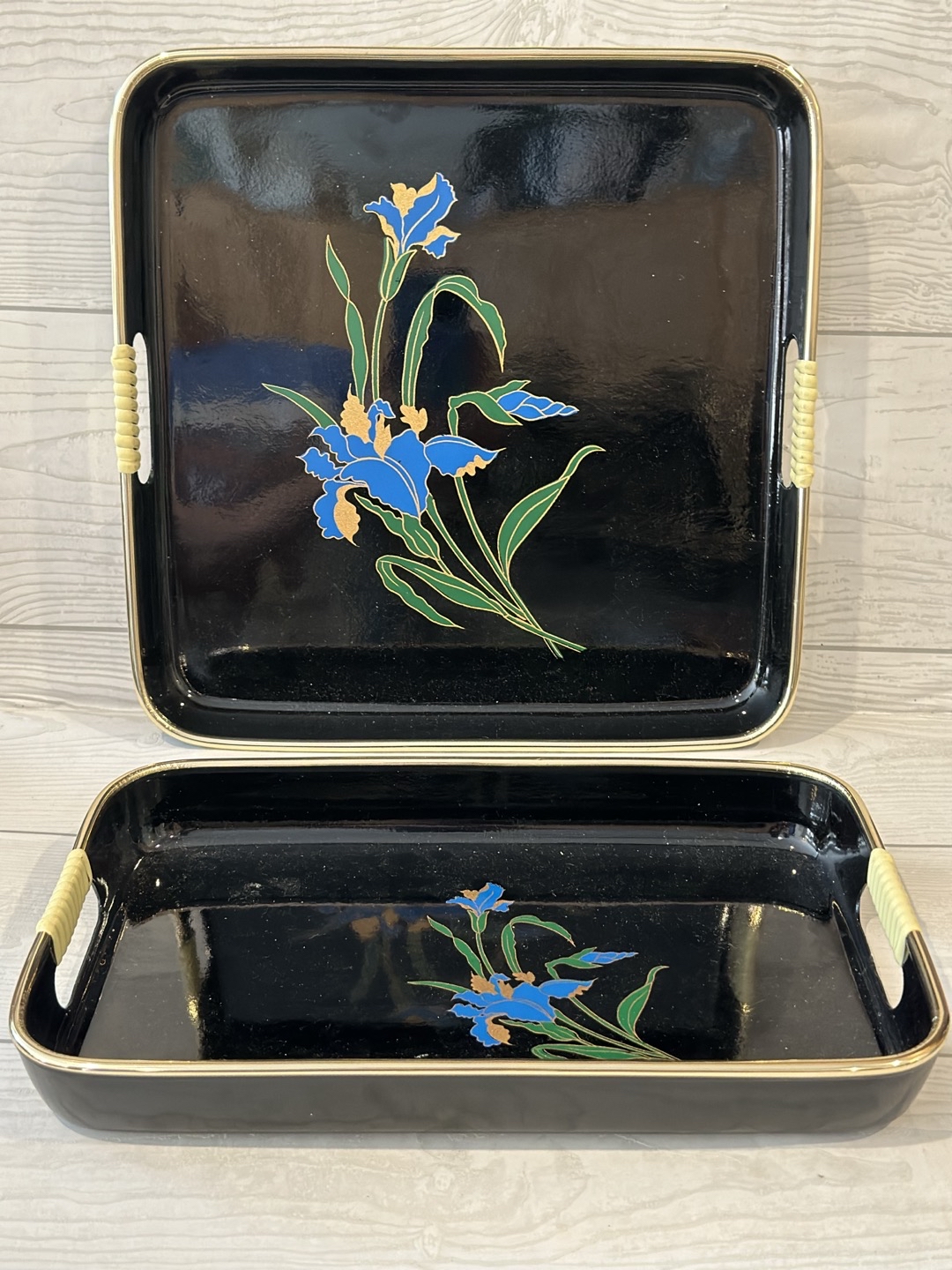 Black Lacquered Trays Made In Japan