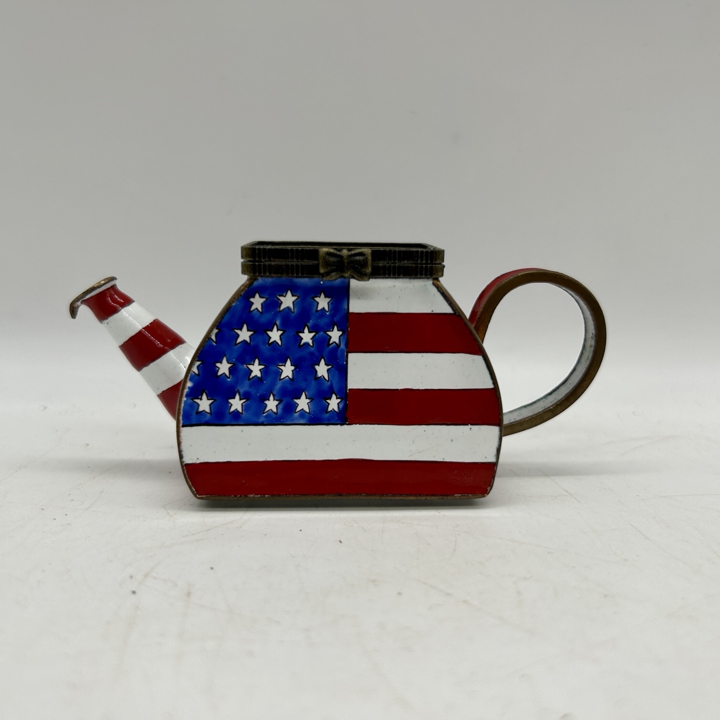 2001 Kelvin Chen Flag Teapot Trinket Box #2365 - AS IS