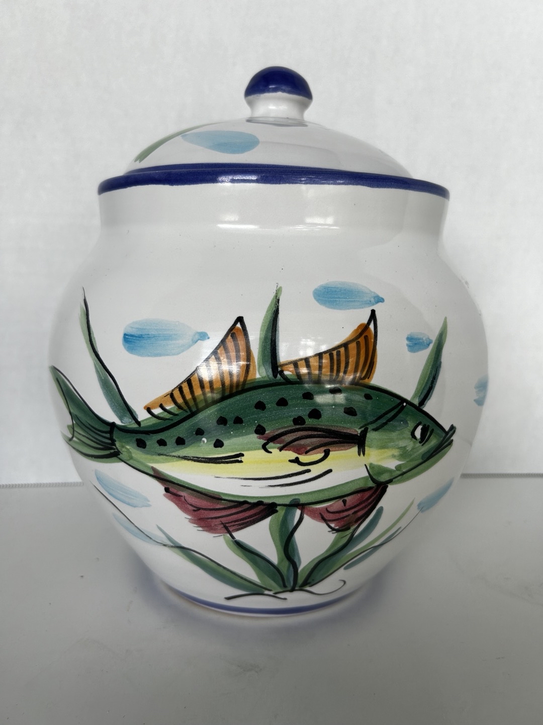 Large Italian Vietri Fish Canister
