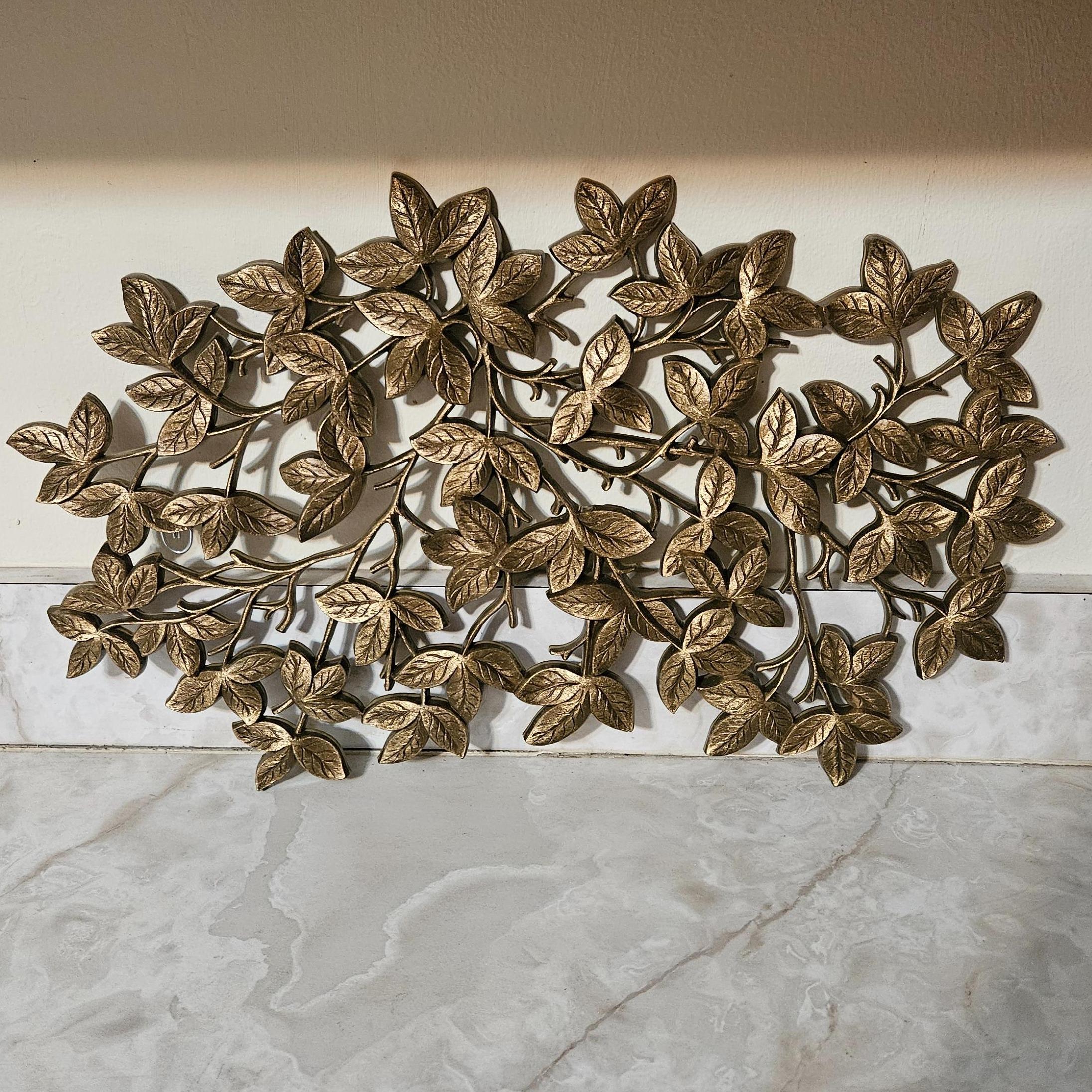 1969 Treiste Gold Leaf Design Plastic 20" X 12" Wall Art W/Hooks