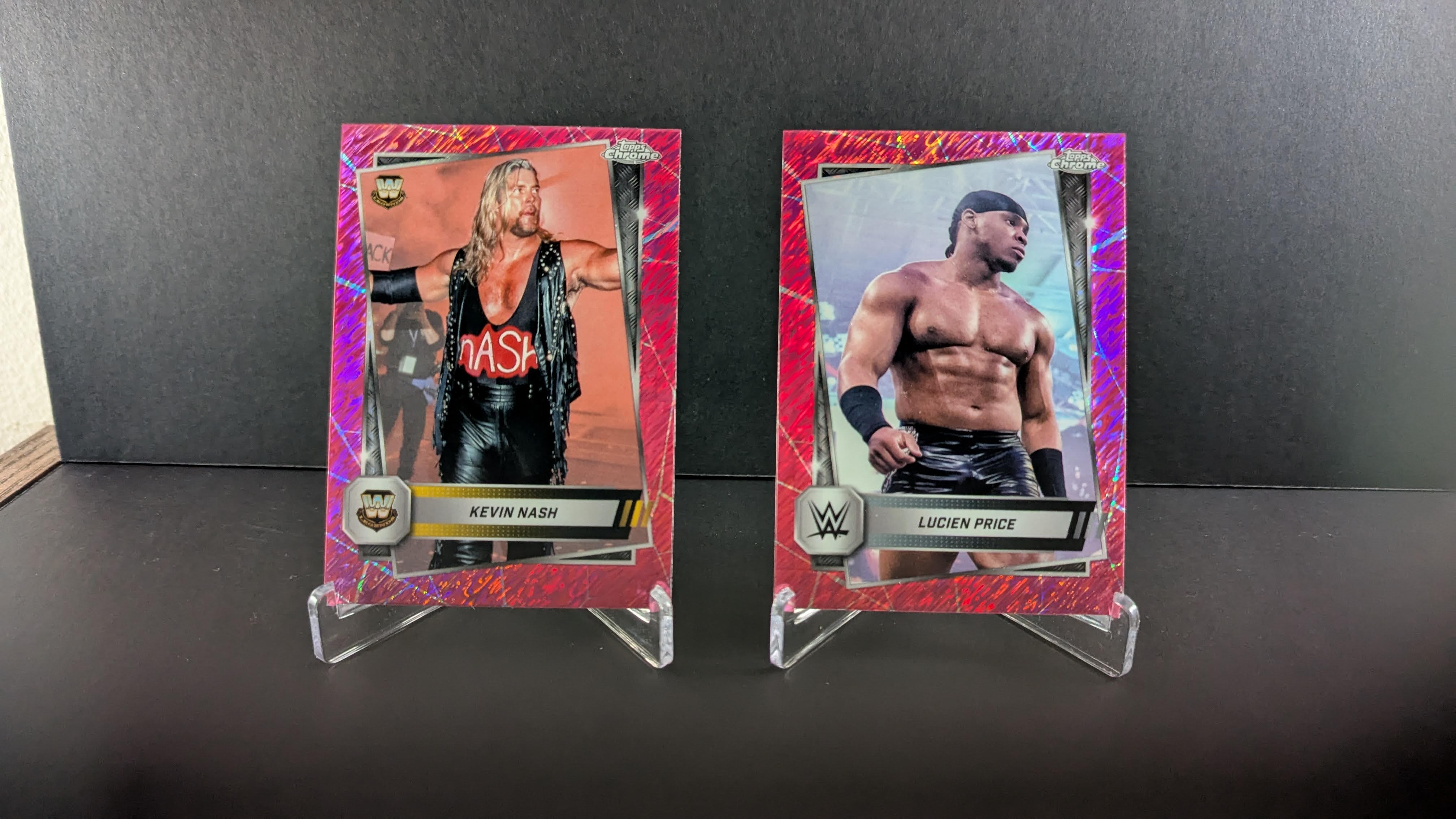 2025 WWE Topps Chrome PINK SHIMMER REFRACTOR - Kevin Nash + Lucien Price