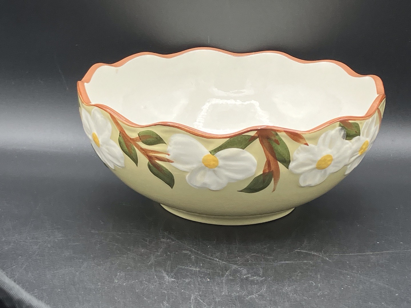 55-Vintage Stangl White Dogwood Bowl