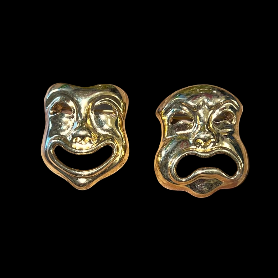 Joan Rivers RARE Comedy/Tragedy Masks Gold-Plated Brooch Pins