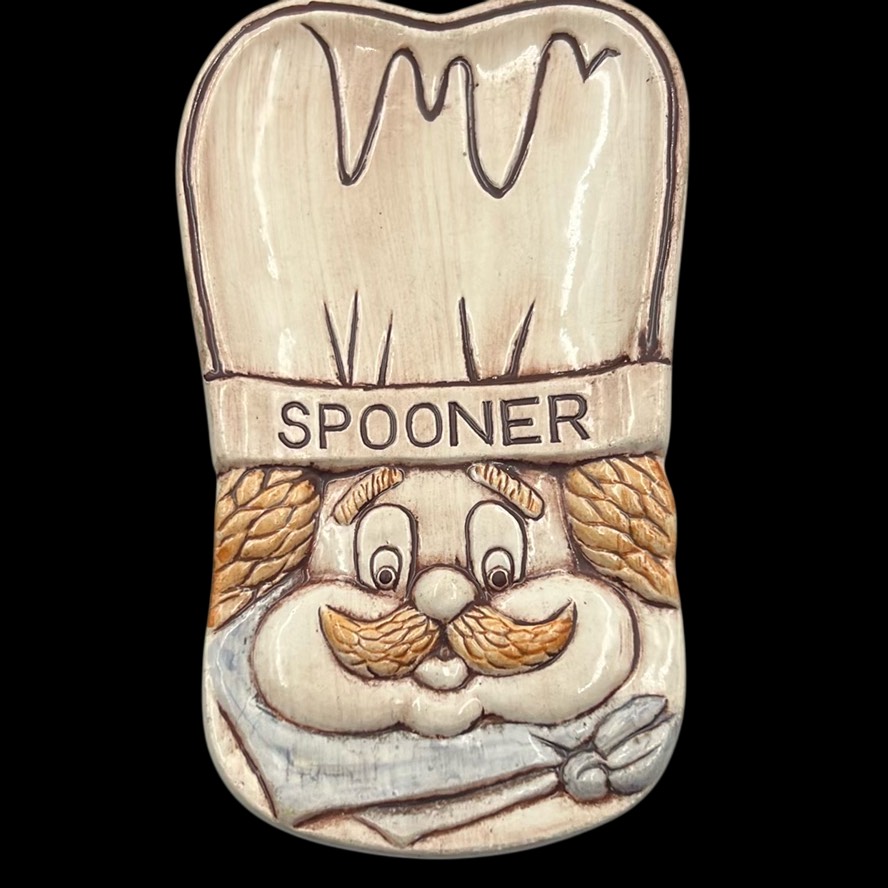 Rare Vintage Treasure Craft Spooner Chef Cook Spoon Rest 8.5” x 5”