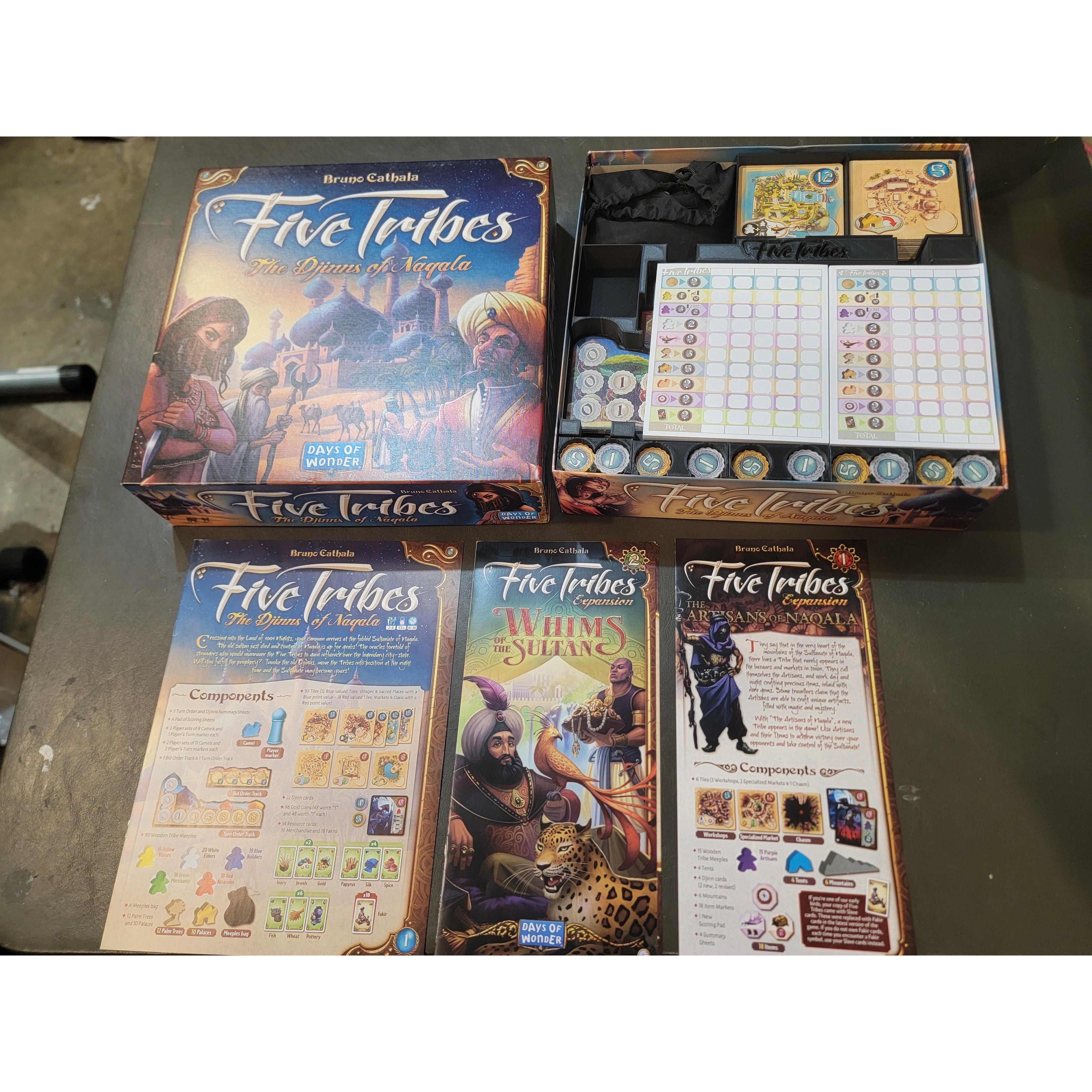 Five Tribes & Artisans of Naqala & Whims of the Sultan expansions with insert