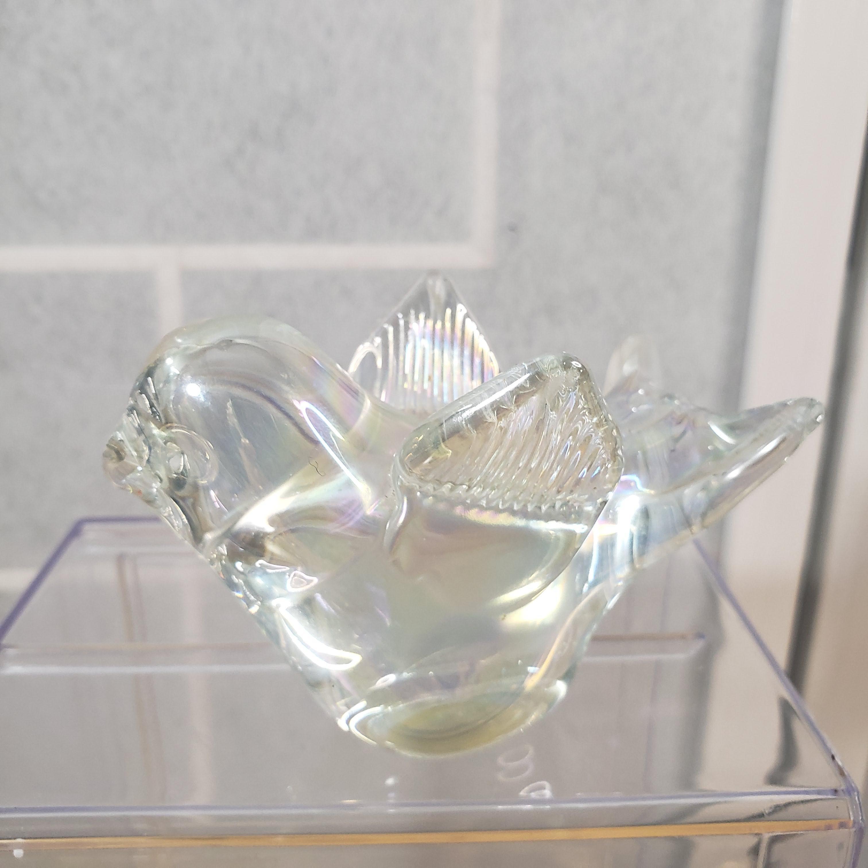 Vintage Iridescent Clear Glass Bird Figurine