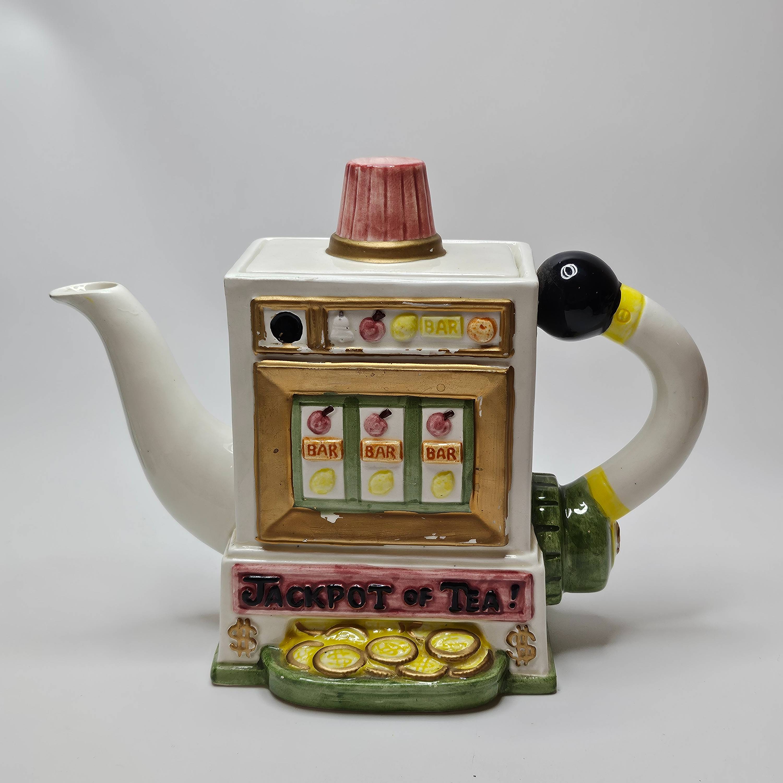 Fitz & Floyd Omnibus VTG 90s "Jackpot of Tea" Slot Machine Gambling ...