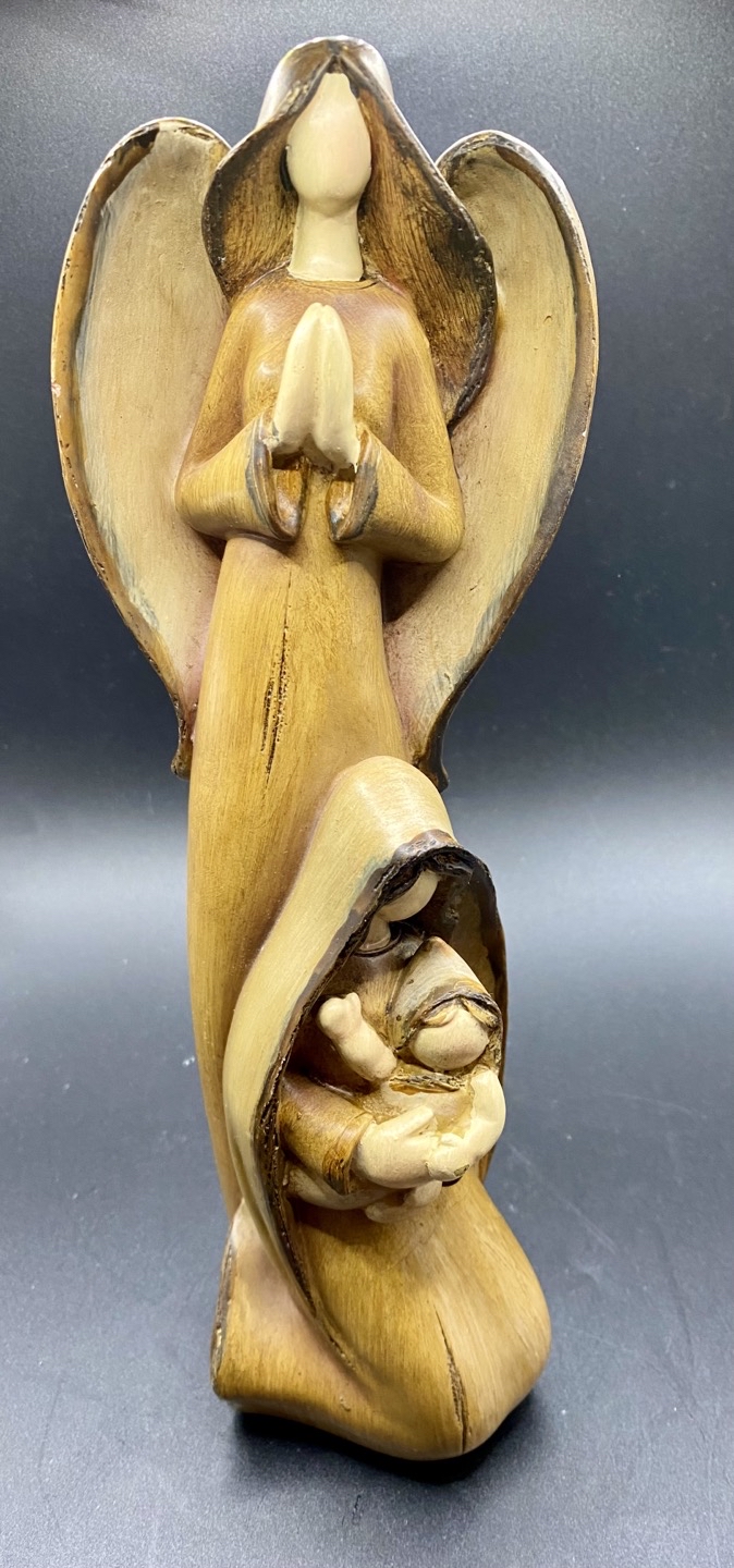 Guardian Angel watching over Mother and Child; Tall Figurine; Mary and ...