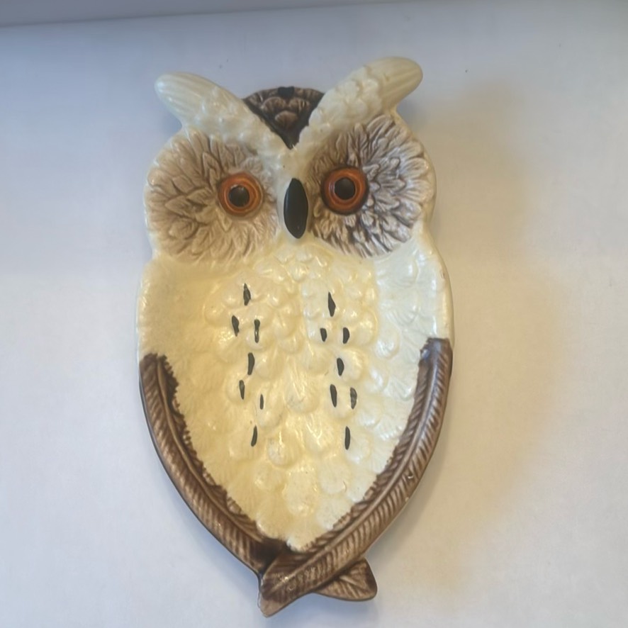 Vintage Ceramic Owl Spoon Rest/Teabag Holder